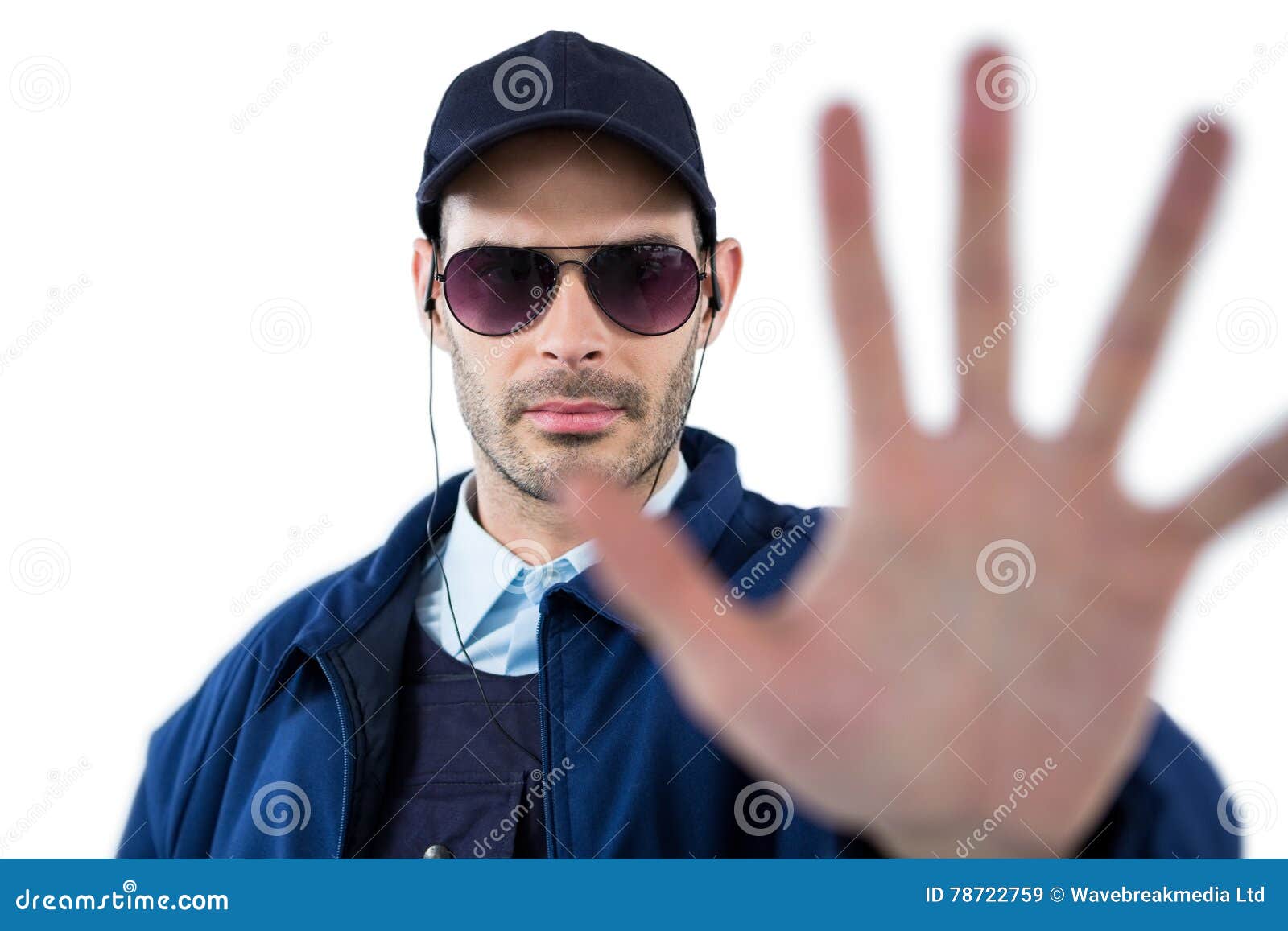 Confident Security Officer Making Stop Gesture Stock Image - Image of ...
