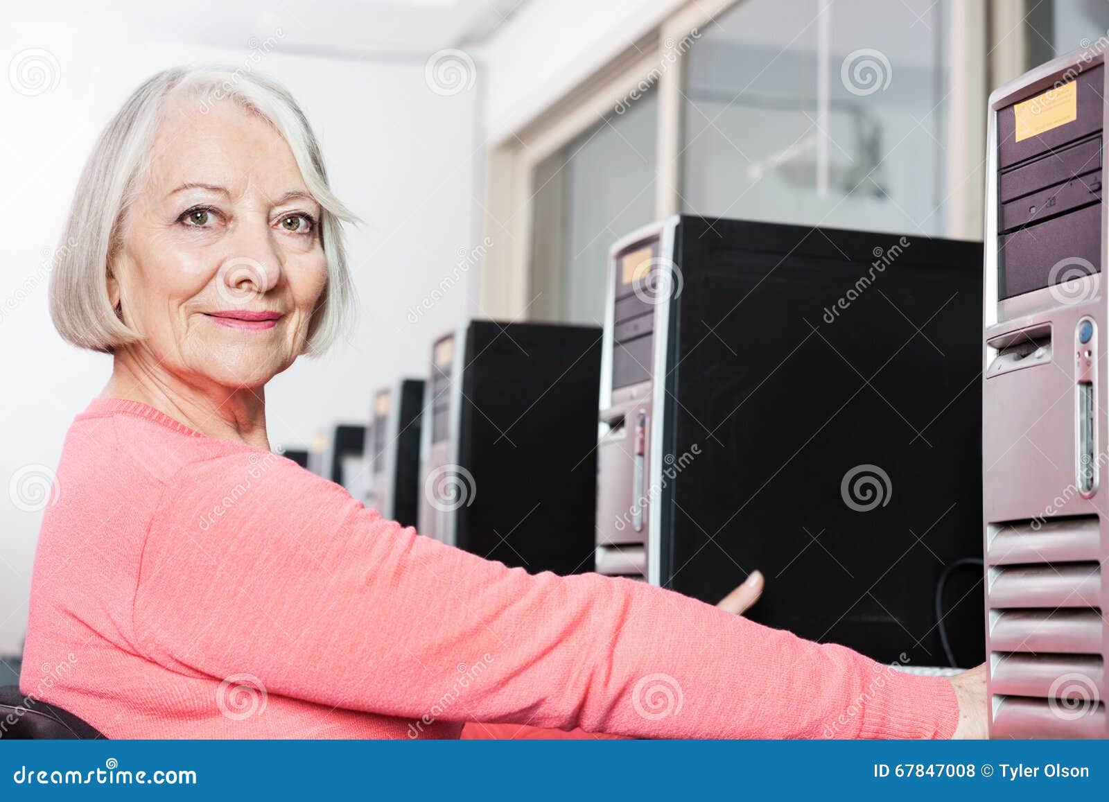Confident Senior Woman in Computer Class Stock Photo - Image of ...
