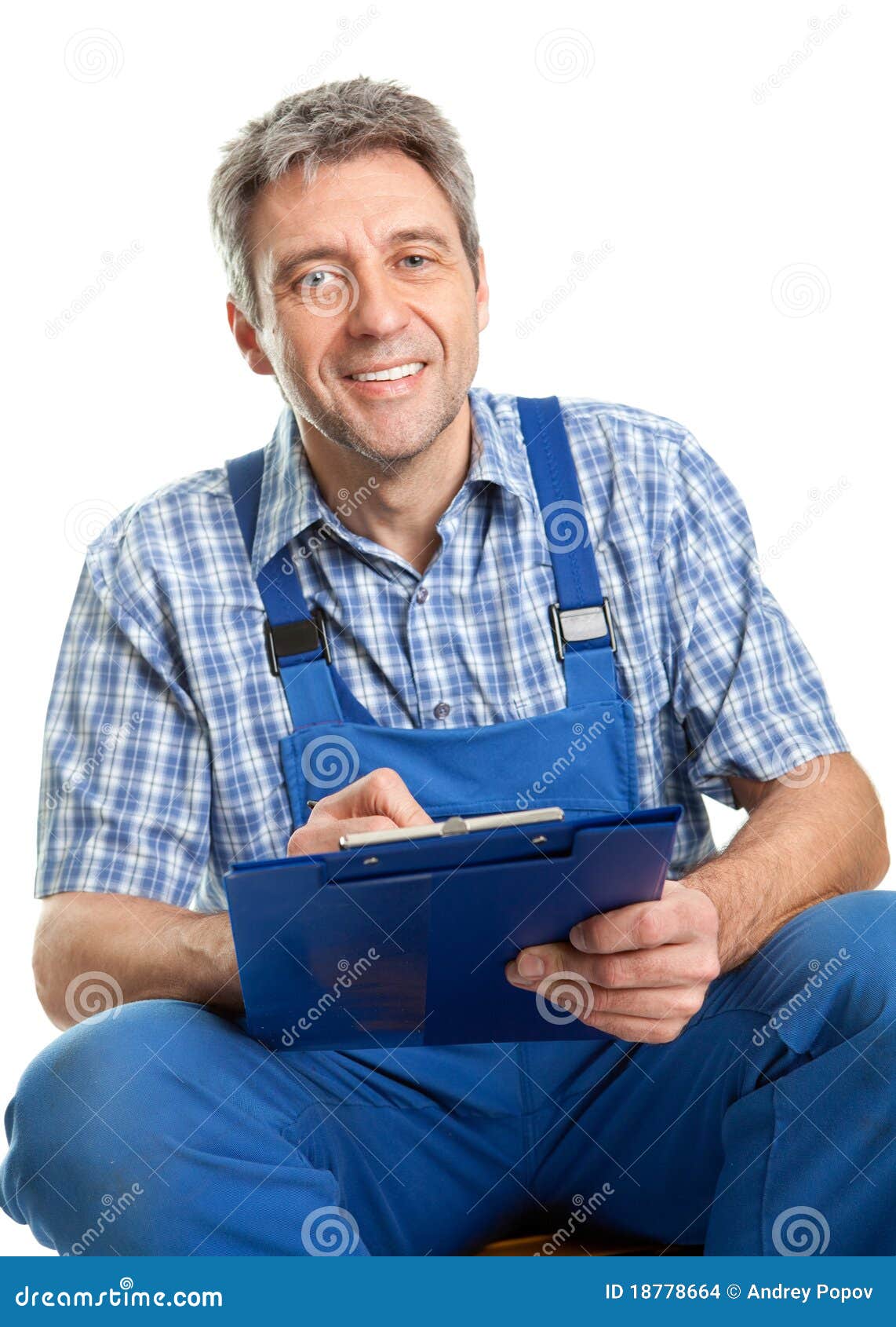 Confident Service Man Taking Notes Stock Photo - Image of contractor ...