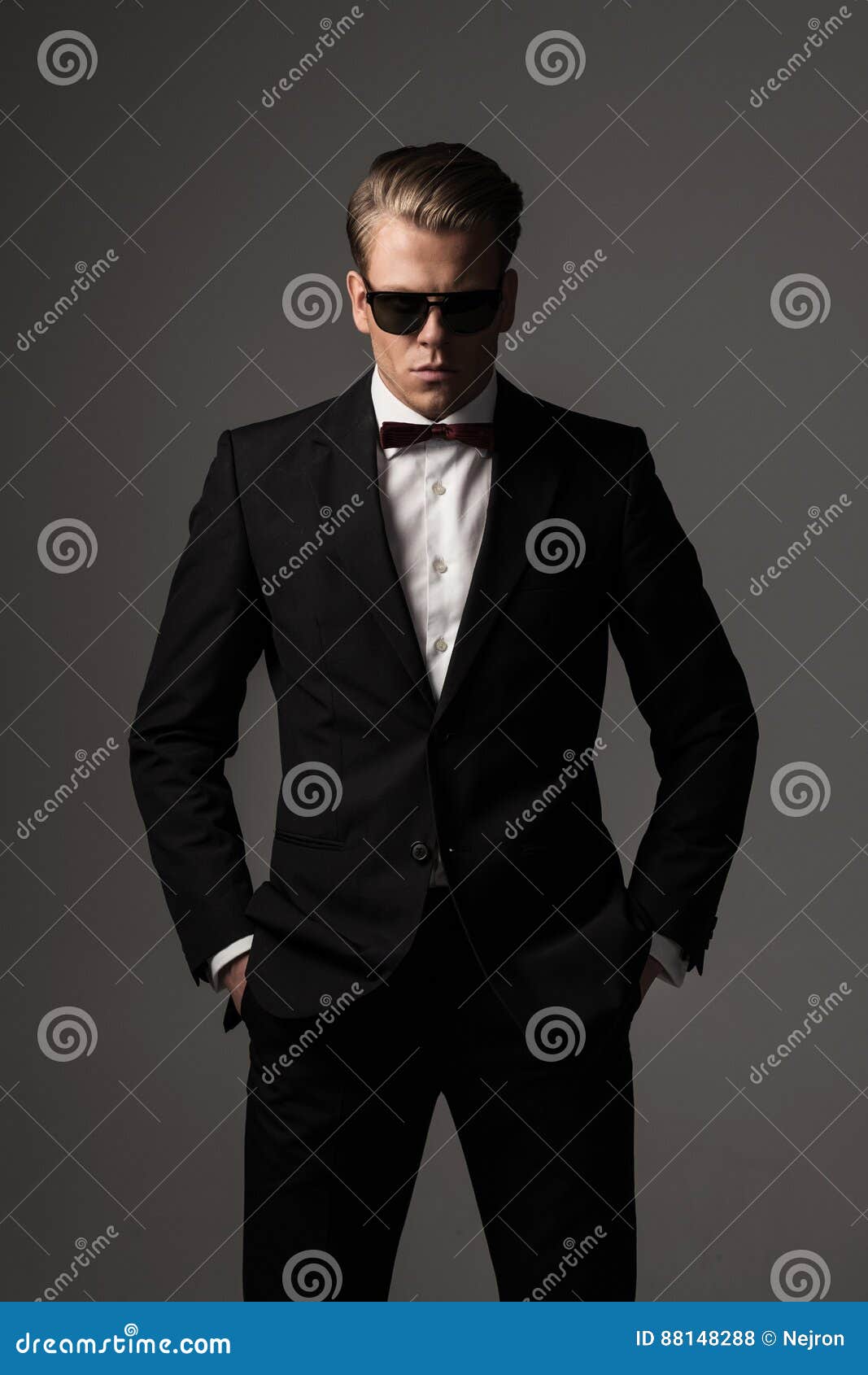 Confident Sharp Dressed Man in Black Suit Stock Photo - Image of ...