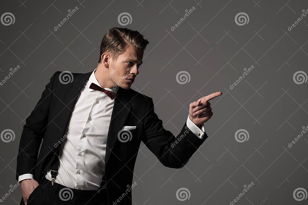 Confident Sharp Dressed Man in Black Suit Stock Image - Image of ...