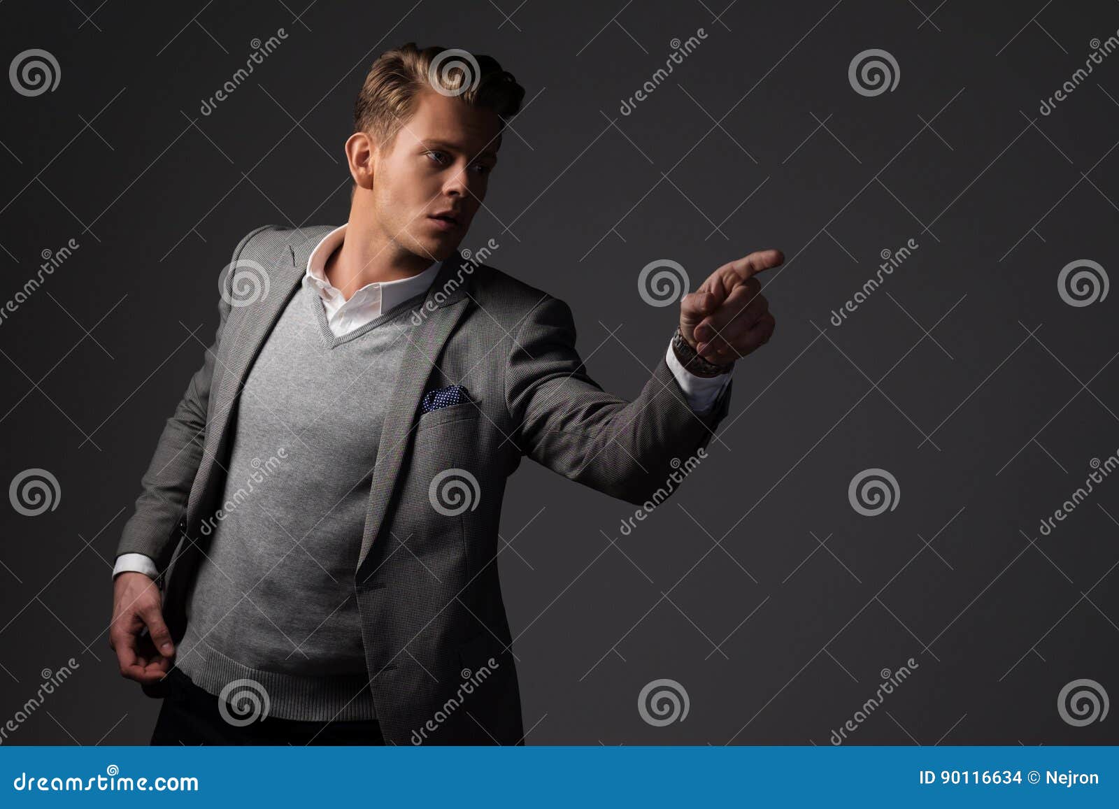 Confident Sharp Dressed Man in Grey Jacket. Stock Photo - Image of ...
