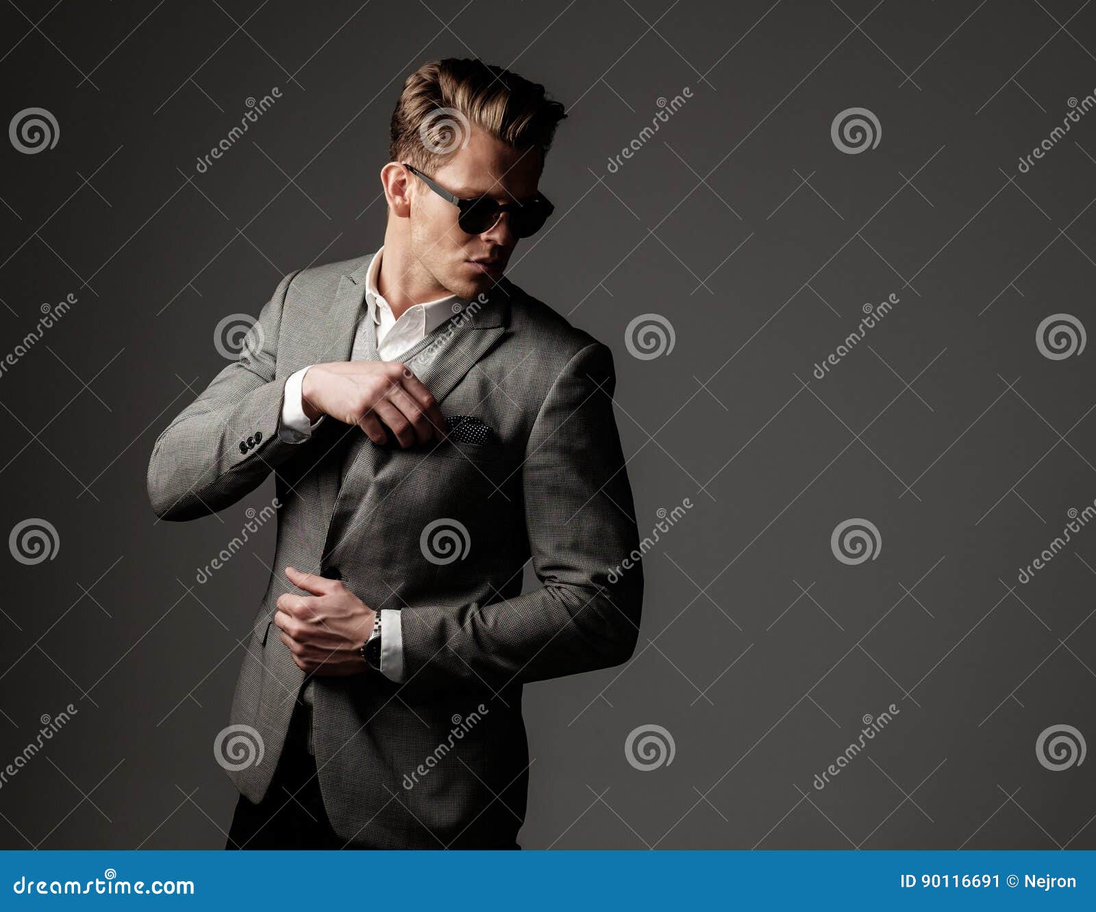 Confident Sharp Dressed Man in Grey Jacket. Stock Image - Image of ...