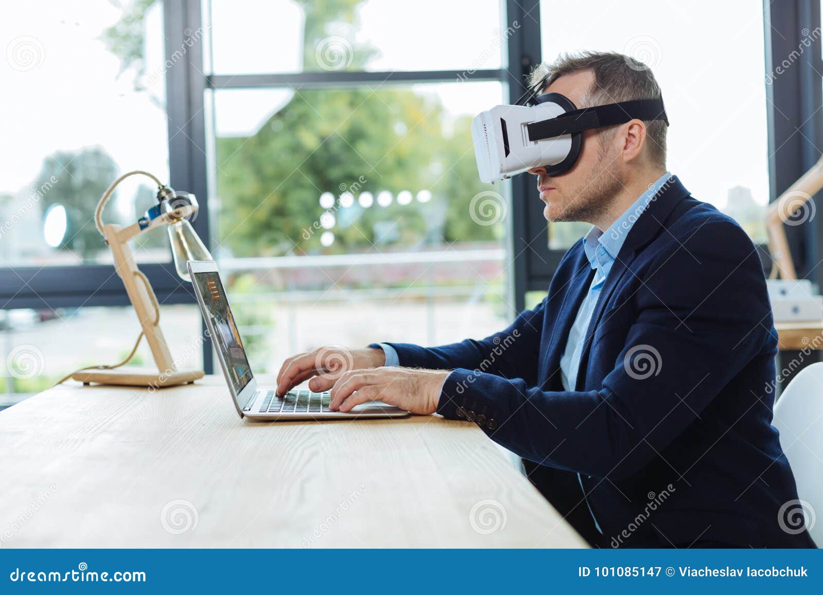 Confident Smart Businessman Using 3d Technology Stock Image - Image of ...