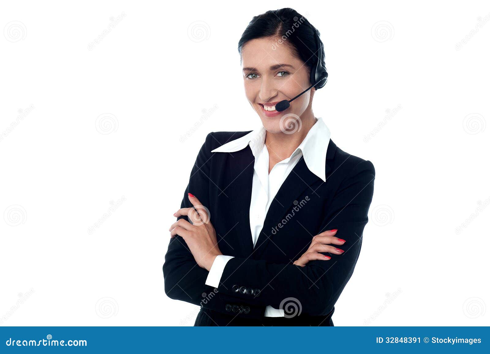 Confident Smiling Female Customer Support Staff Stock Image - Image of ...