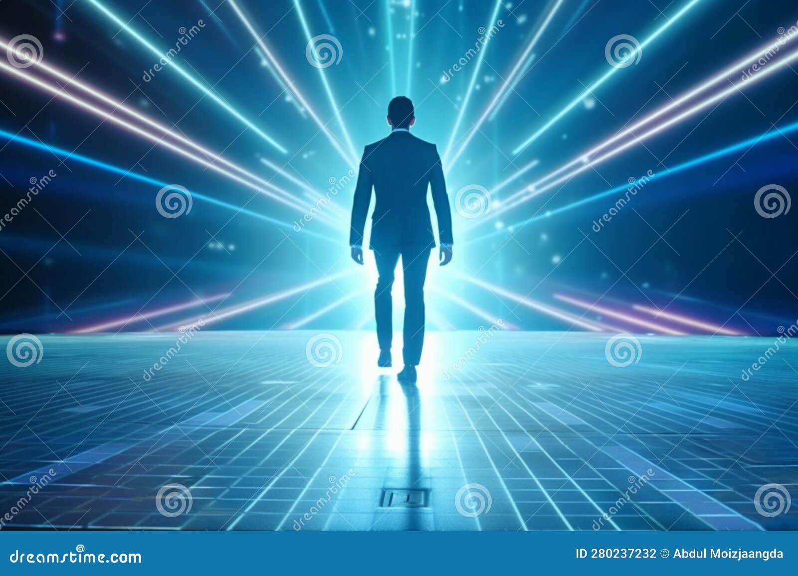 Confident Strides, Businessman Moves Forward Towards New Technology and ...