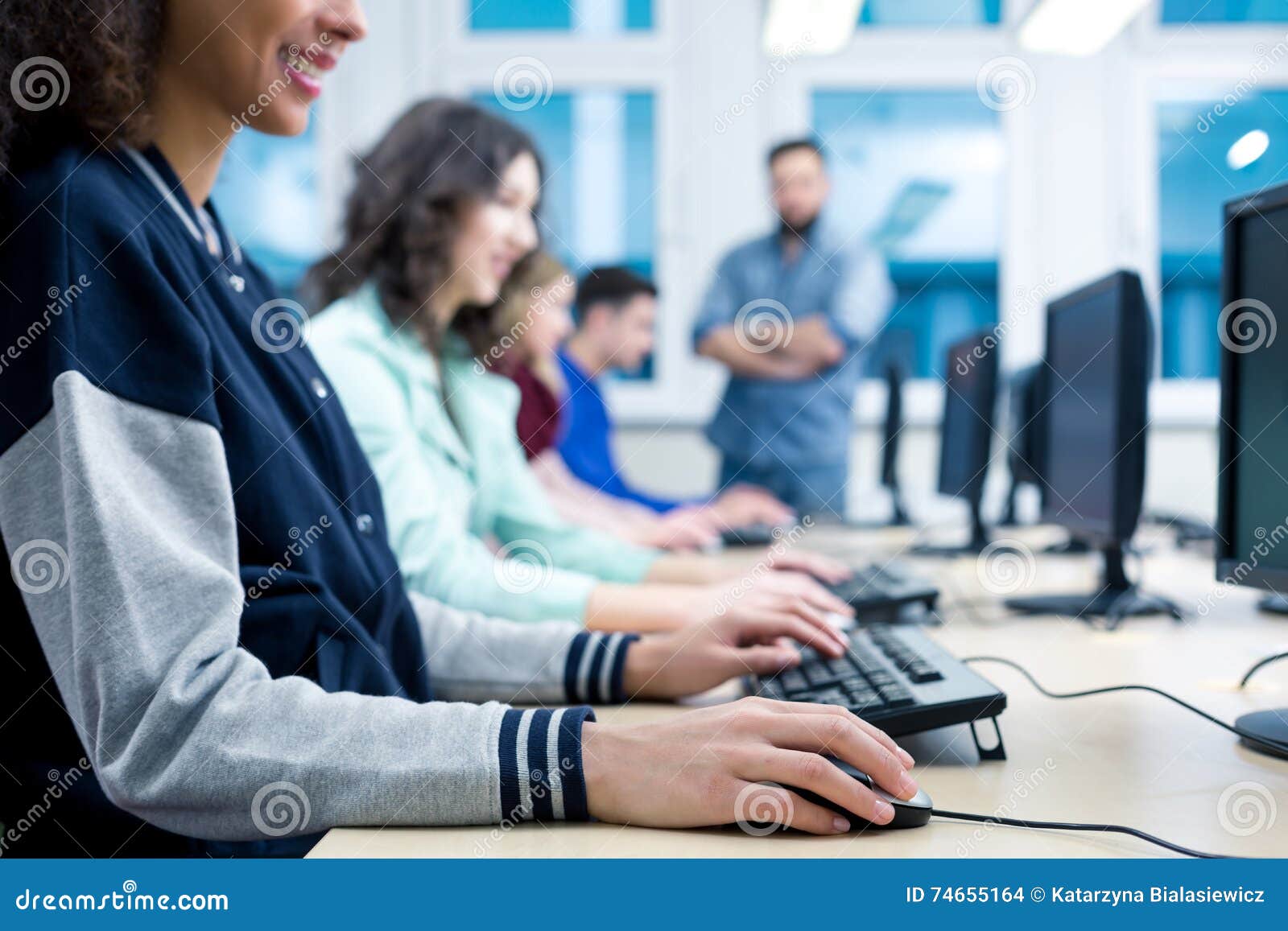 Confident Students at Computers Stock Photo - Image of training ...