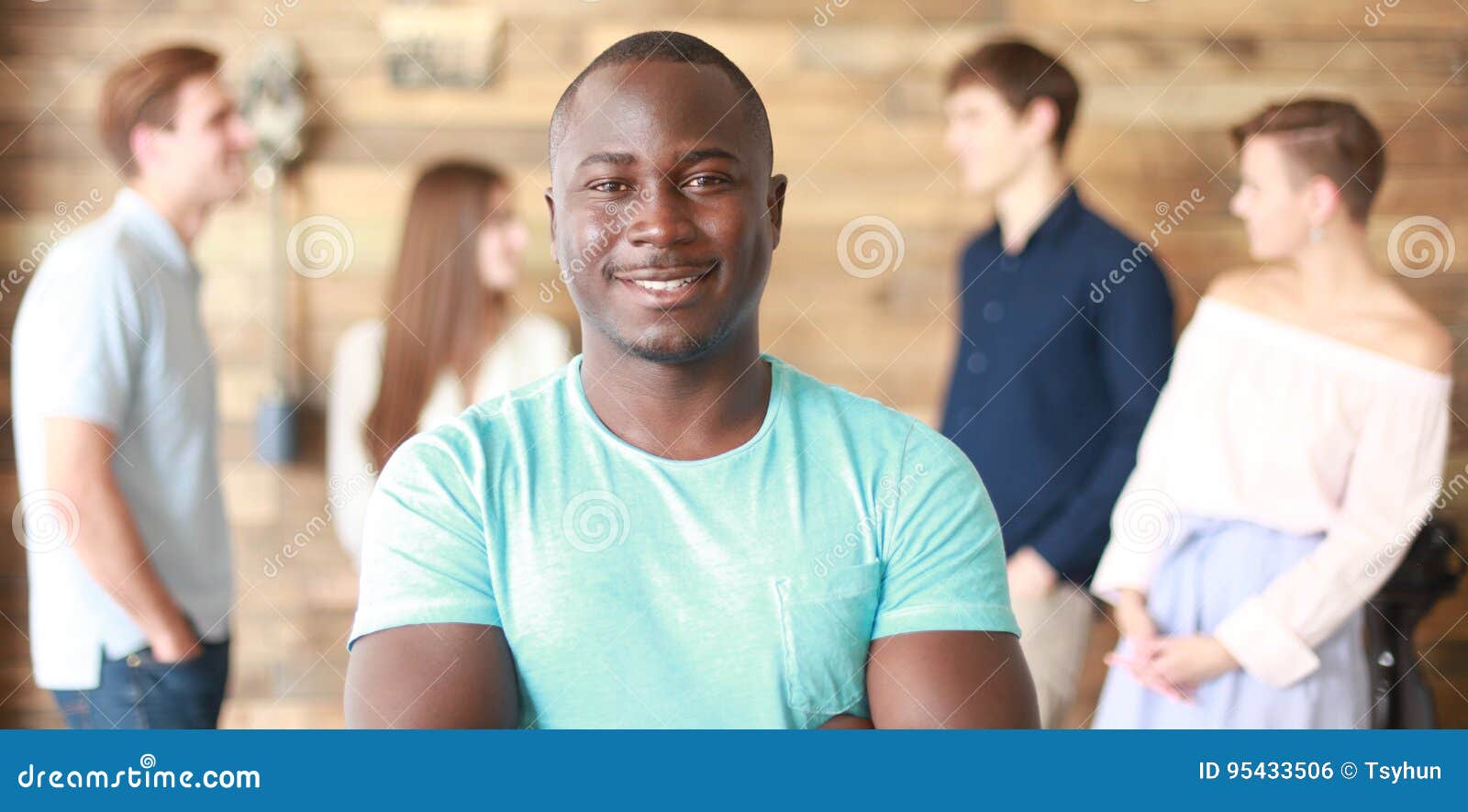 Confident Successful Black Business Man in Front of Group of People ...