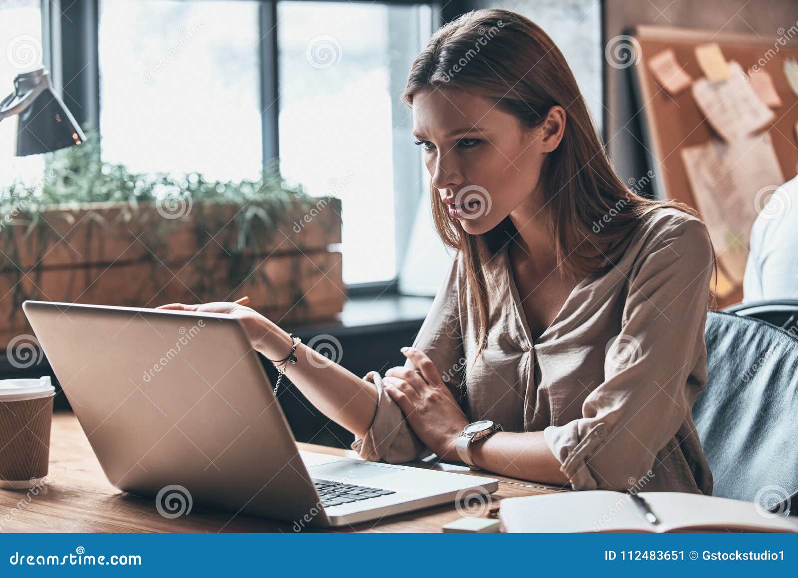 Confident and Successful. Concentrated Young Woman Using Compute Stock ...