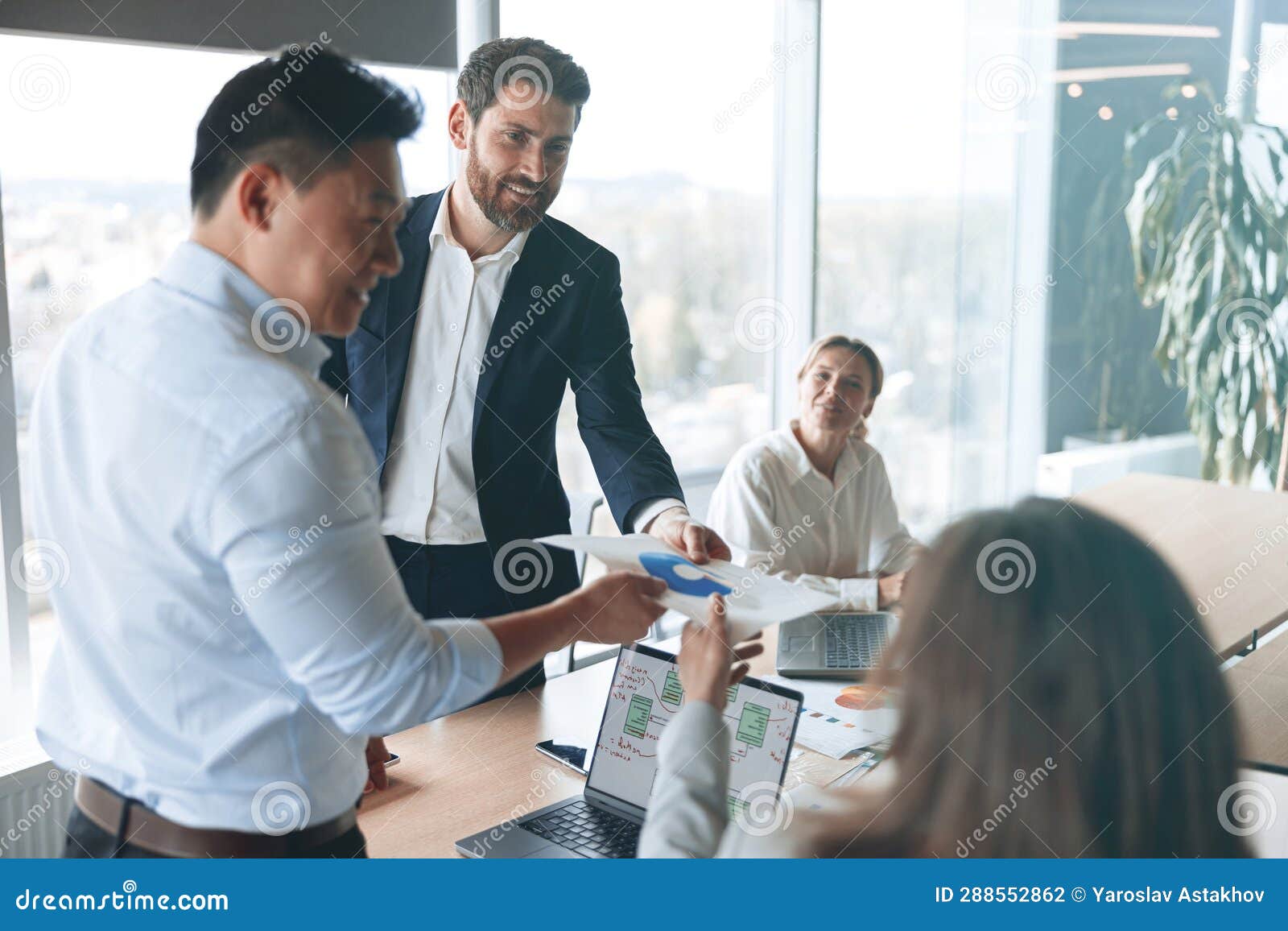 Confident and Successful Team. Group of Modern People are Working ...