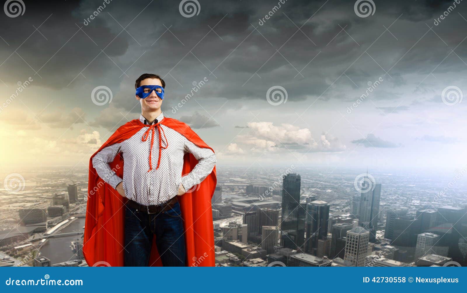Confident superhero stock photo. Image of jeans, boss - 42730558
