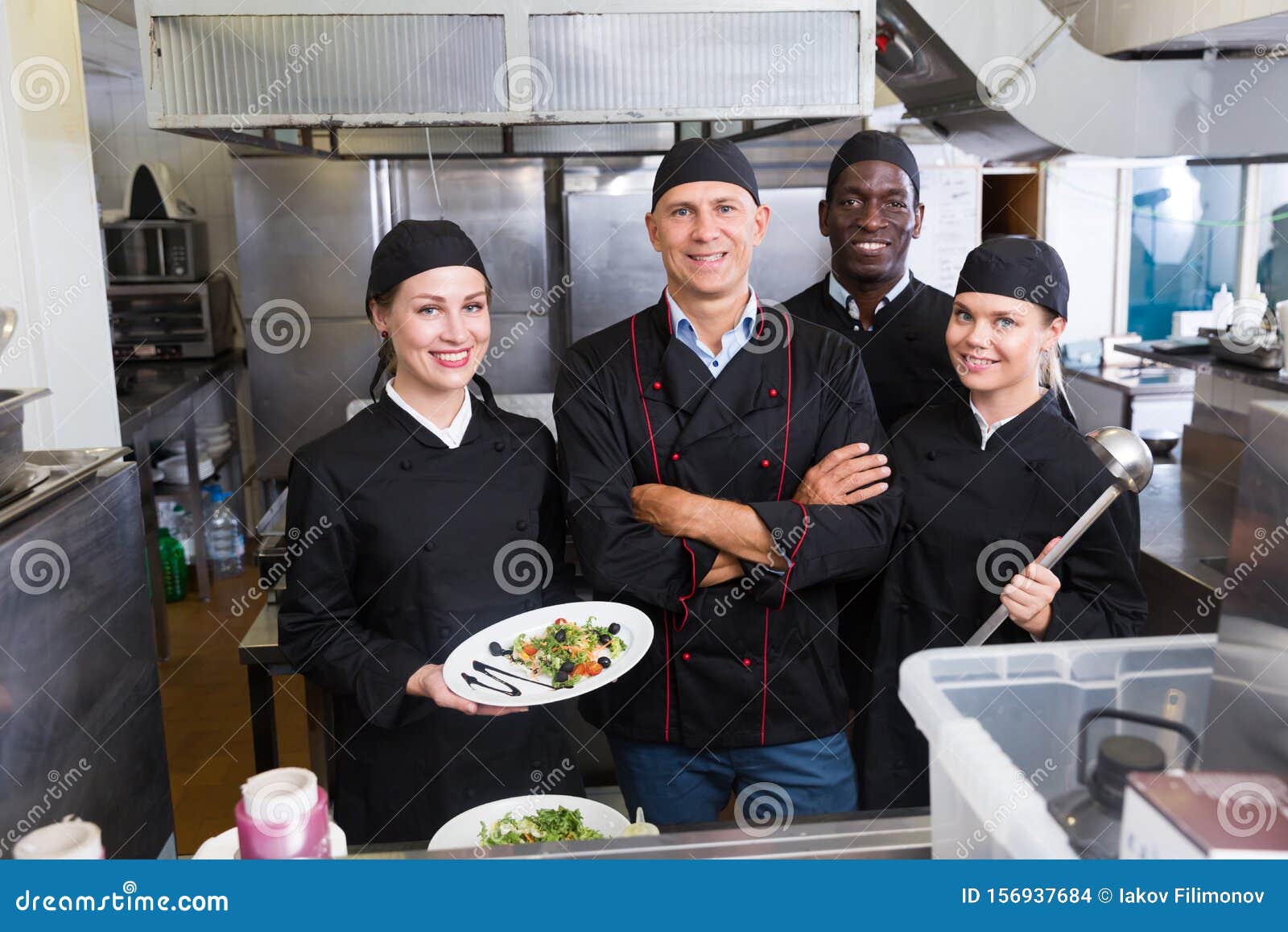 Confident team of chefs stock photo. Image of meal, engagement - 156937684