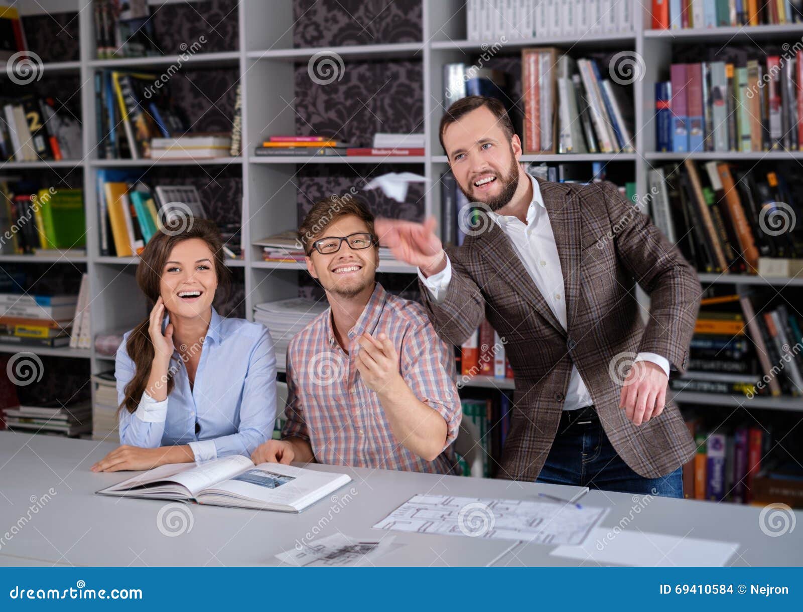 Confident Team of Engineers Having Fun in a Architect Studio. Stock ...