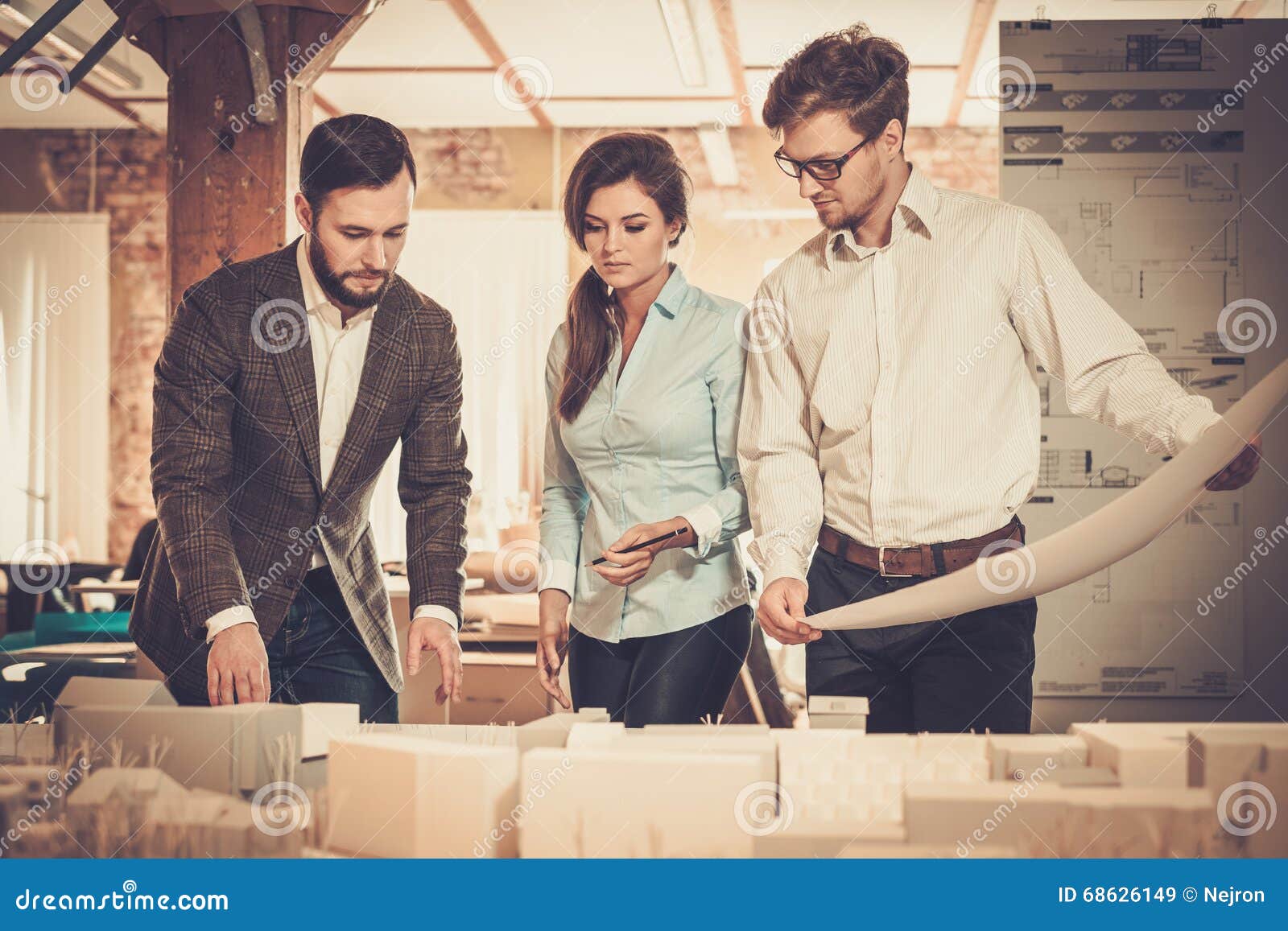 Confident Team of Engineers Working Together in a Architect Stud Stock ...