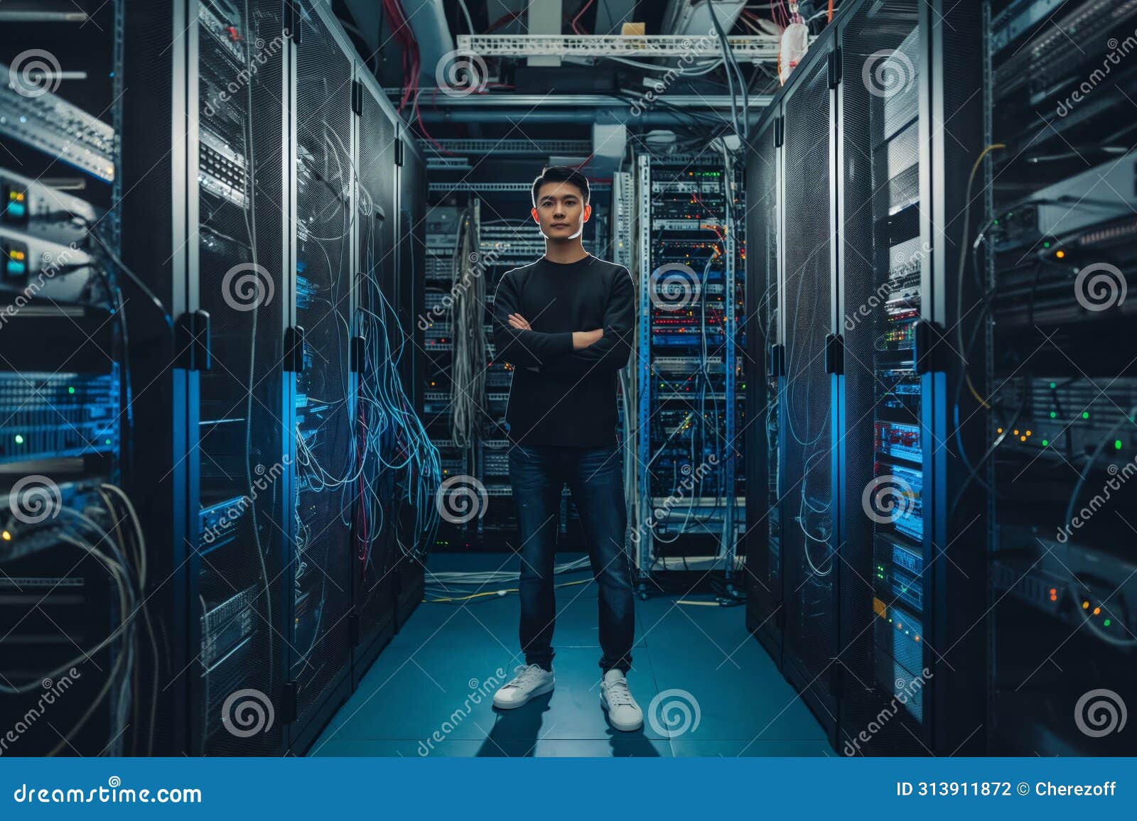 Network Engineer in Server Room Stock Photo - Image of technician ...
