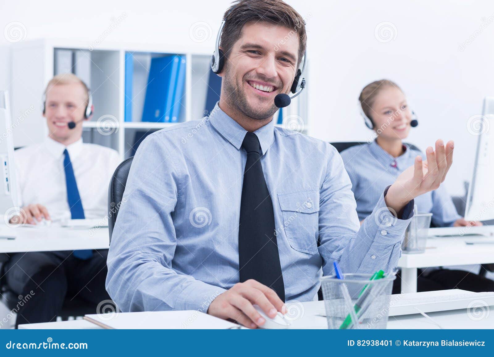 Confident Telemarketer at Work Stock Image - Image of business ...