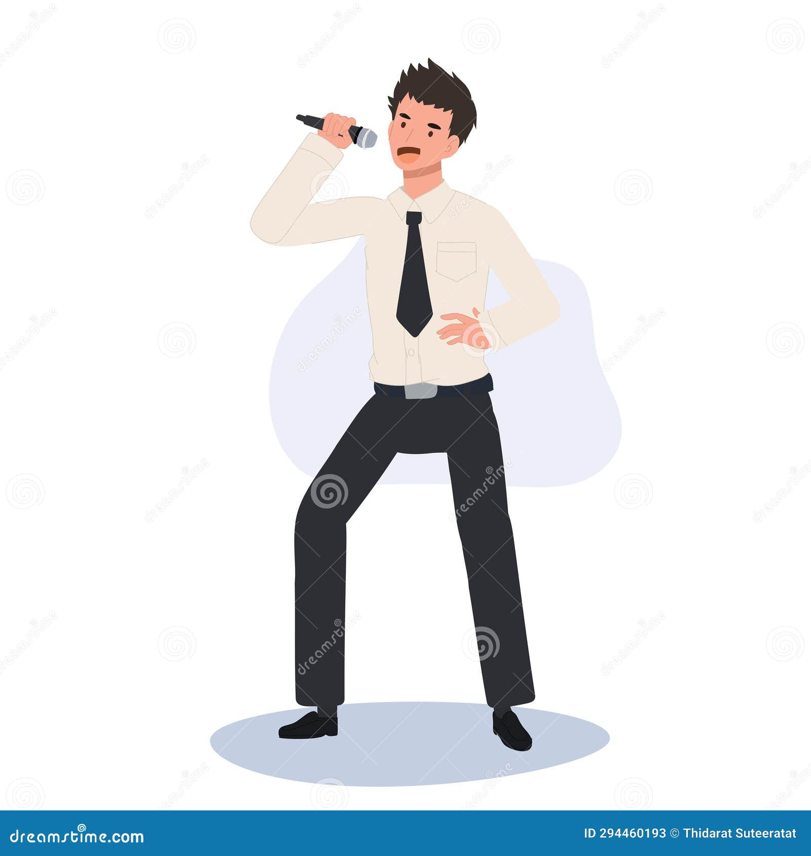 Confident Thai University Student in Uniform Speaking into Microphone ...