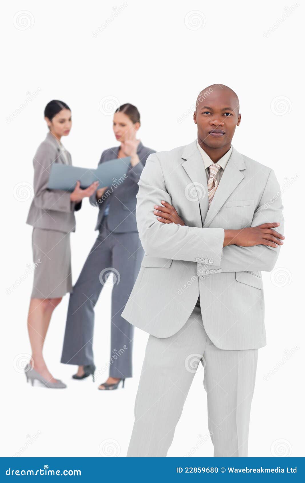 Confident Tradesman with Colleagues Behind Him Stock Photo - Image of ...