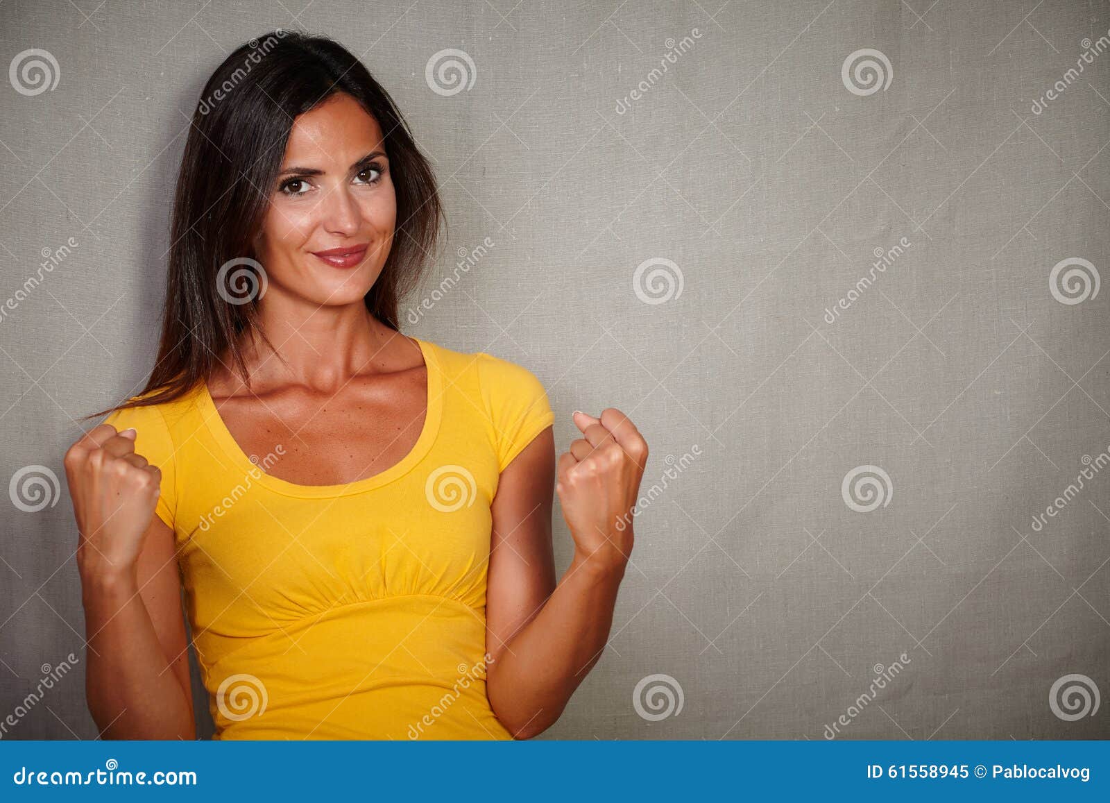 Confident Winner Celebrating With Victory Sign Stock Image - Image of ...