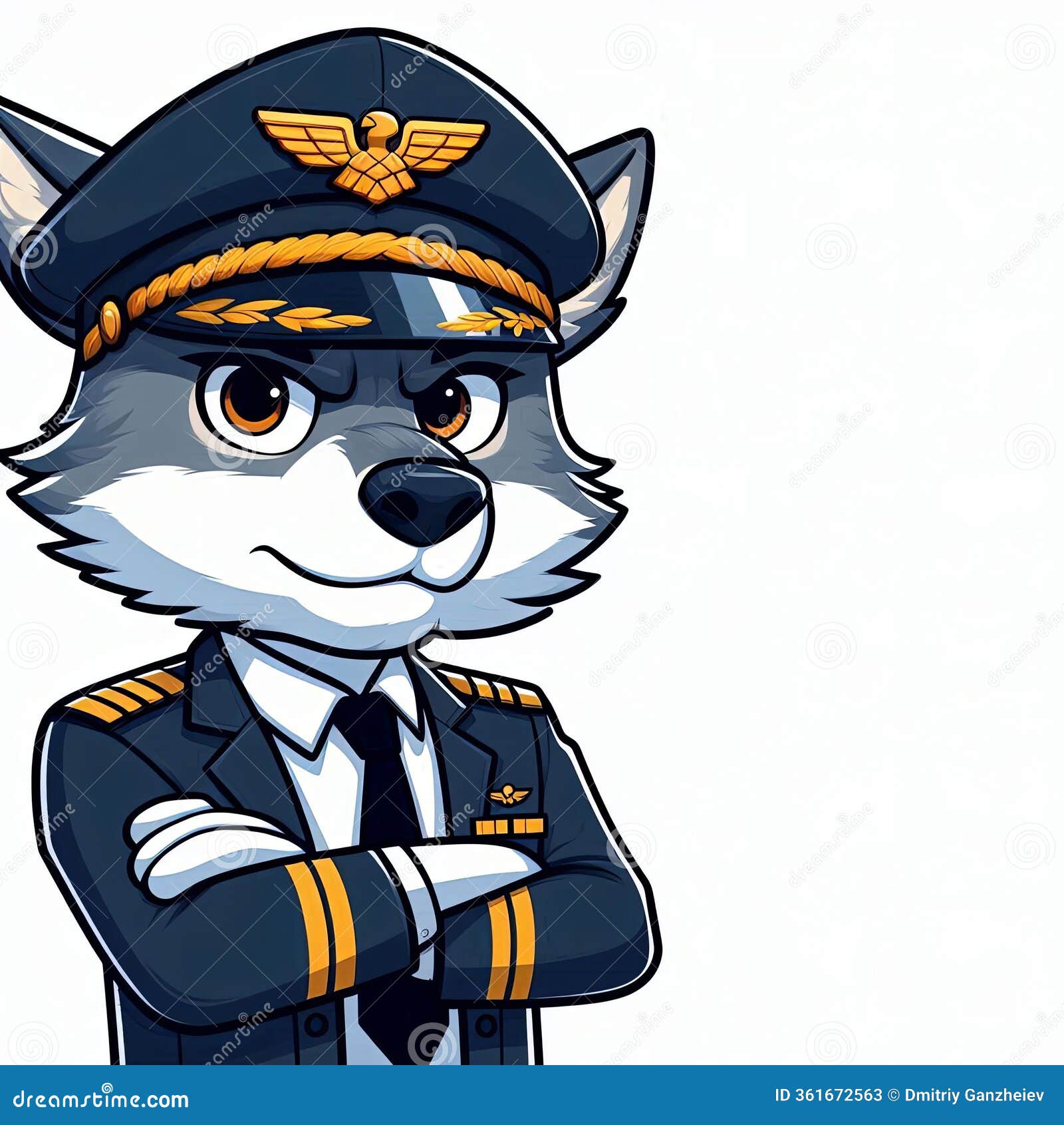 Confident Wolf Airline Captain Stock Illustration - Illustration of ...