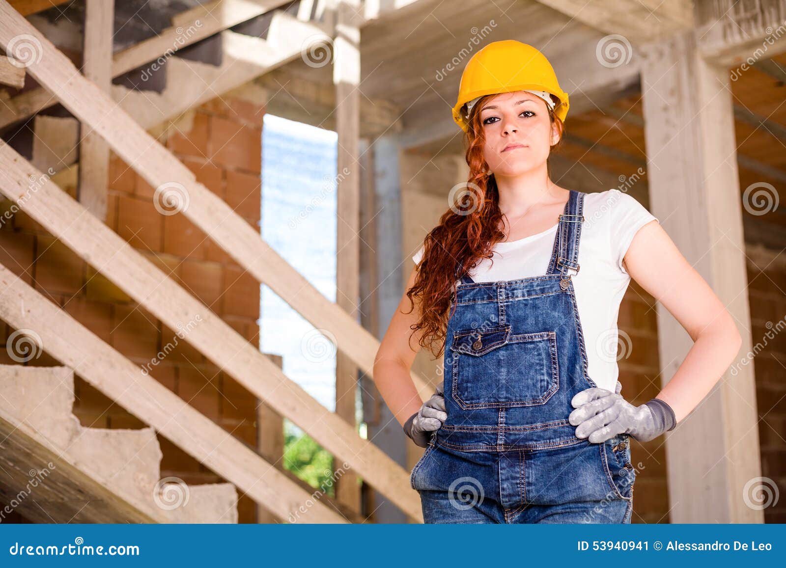 Confident Woman Bricklayer stock image. Image of confident - 53940941