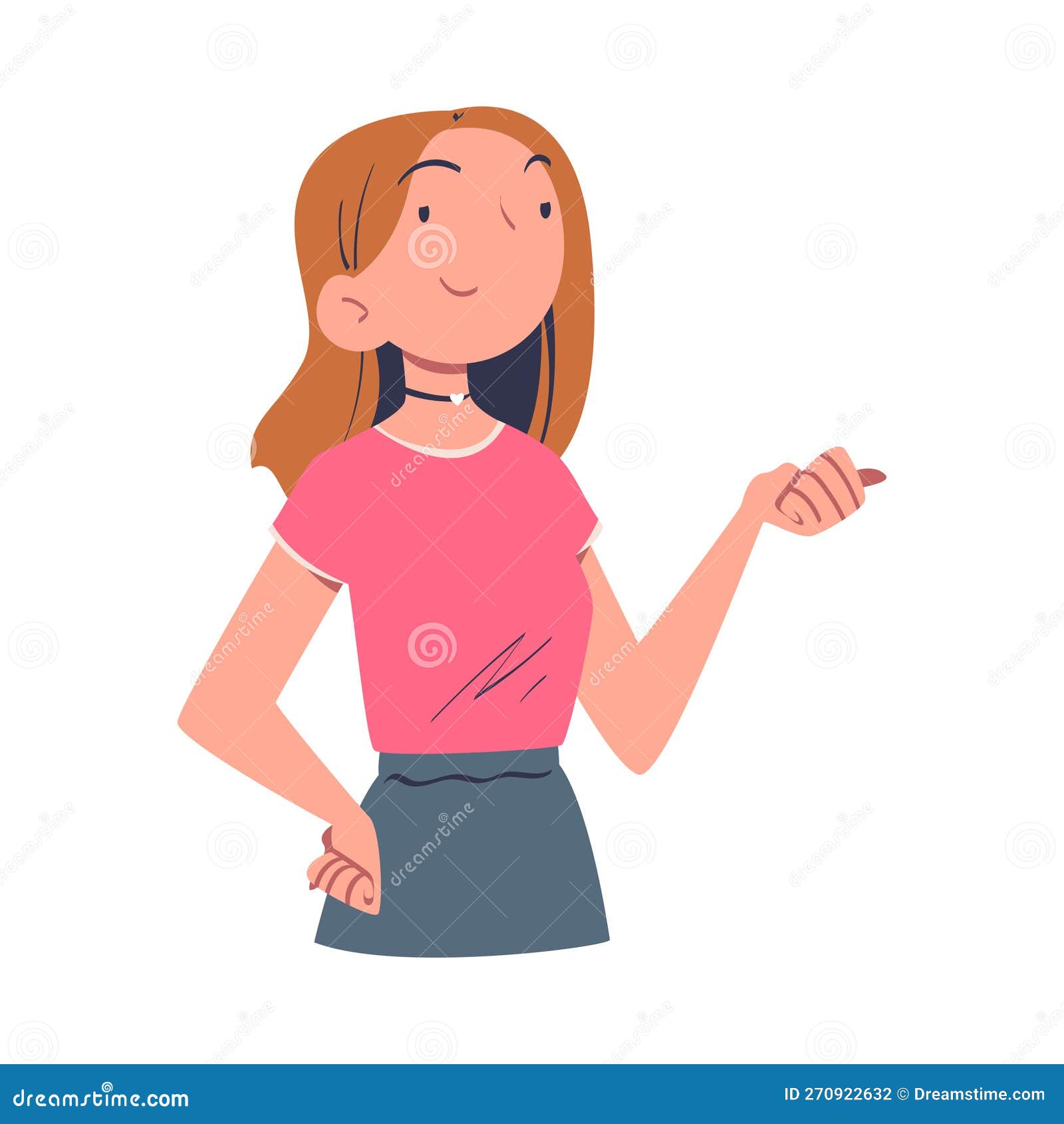 Confident Woman Character With Satisfied Face Expressing Self Pride