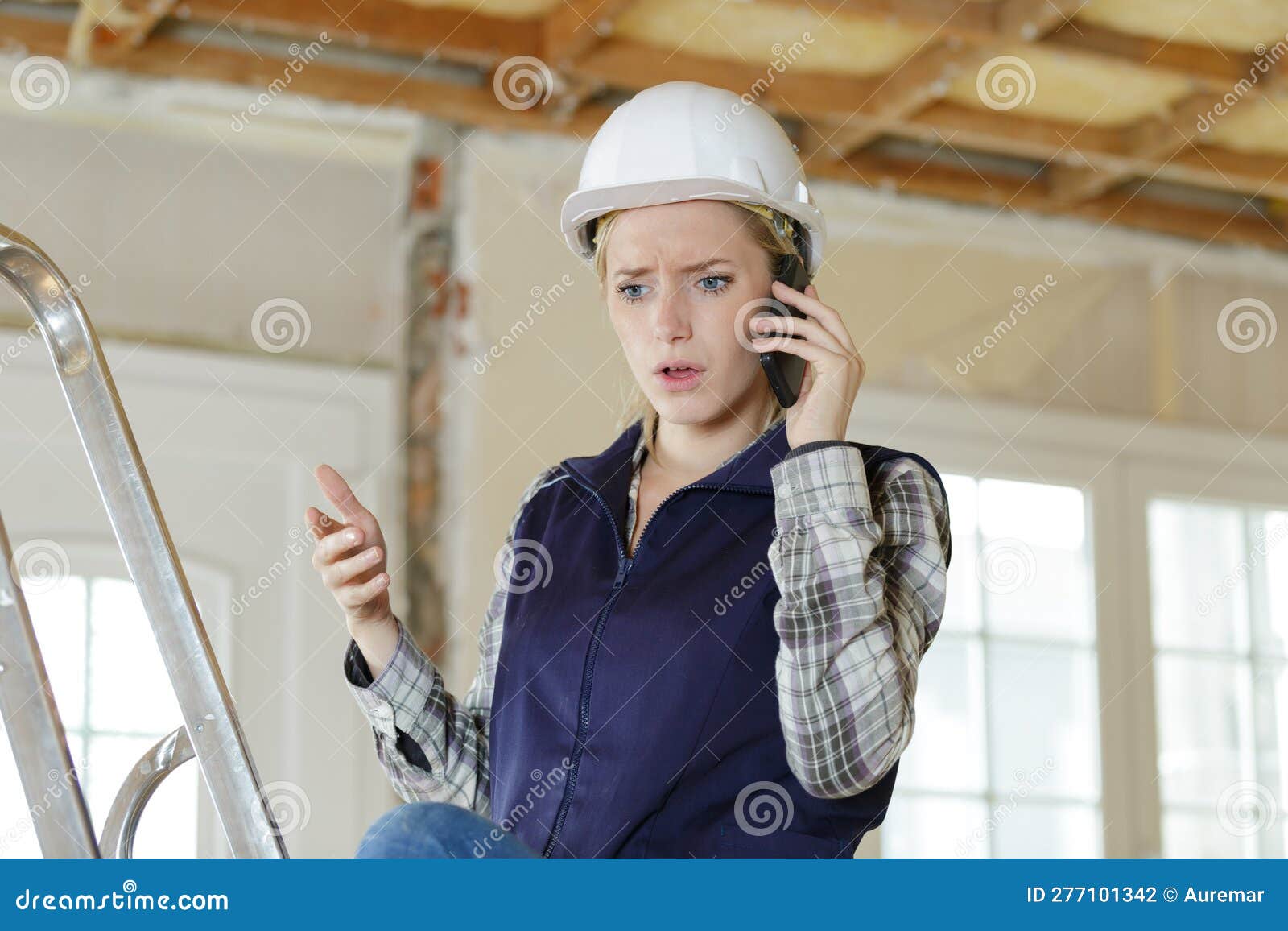 Confident Woman Engineer Talking on Cell Phone Stock Photo - Image of ...