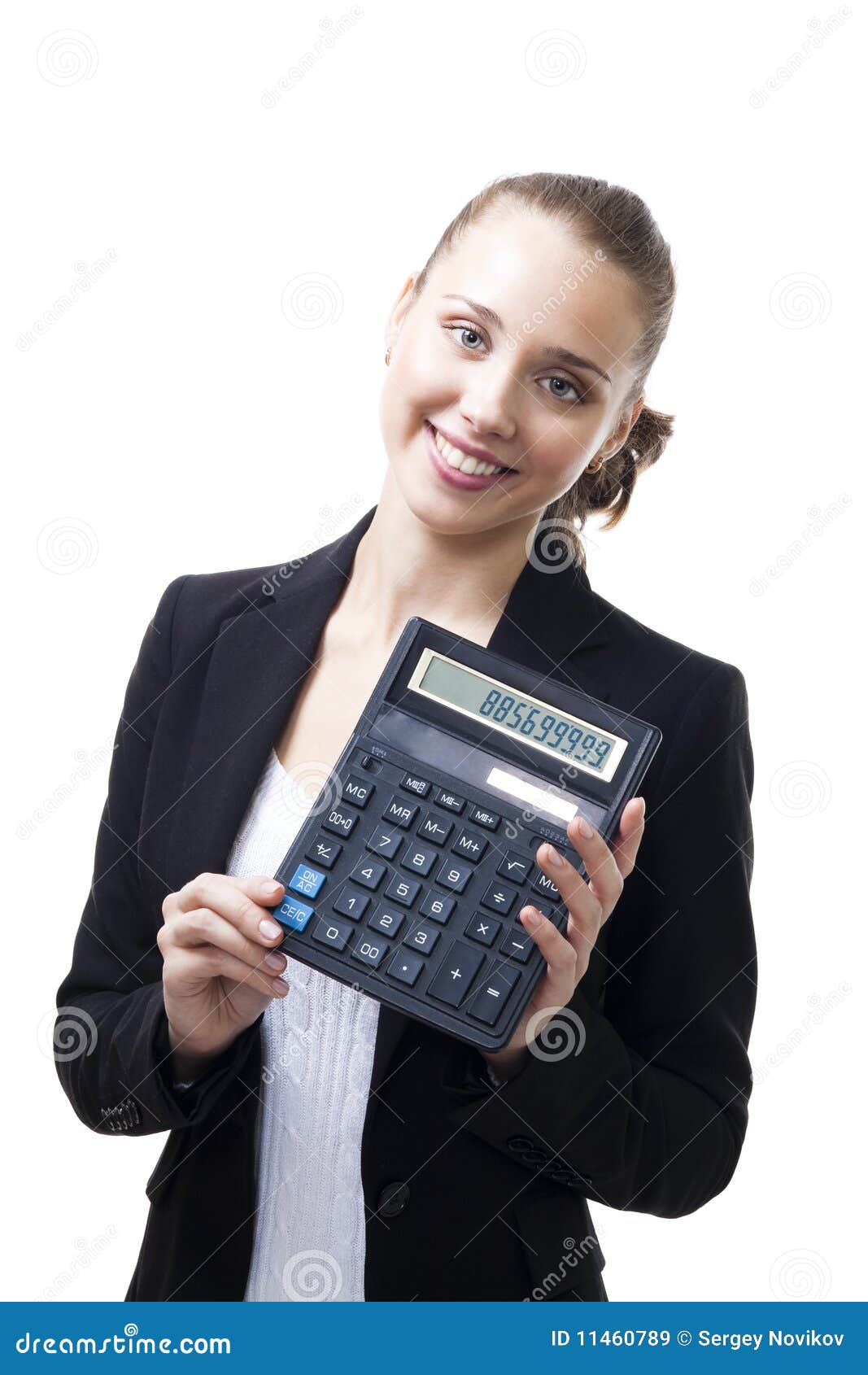 Confident Woman Hold Calculator Stock Image - Image of adult ...