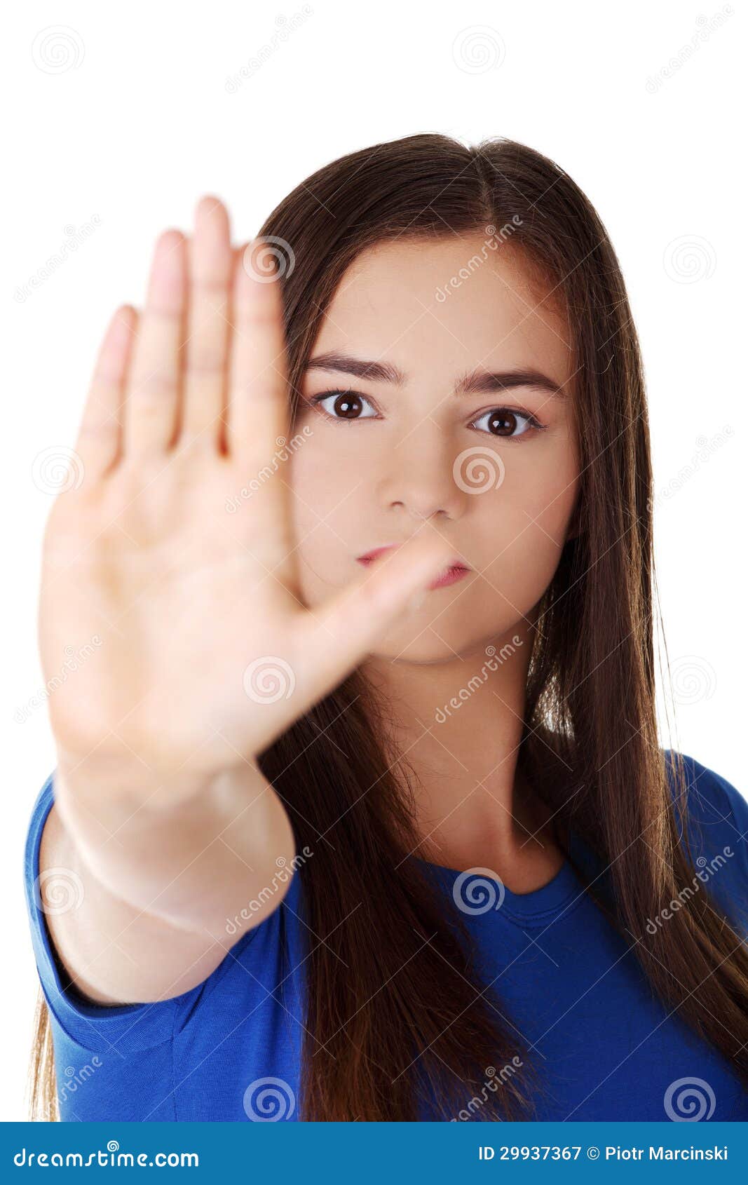 Stop Gesture Sing with Hand Stock Image - Image of background, girl ...