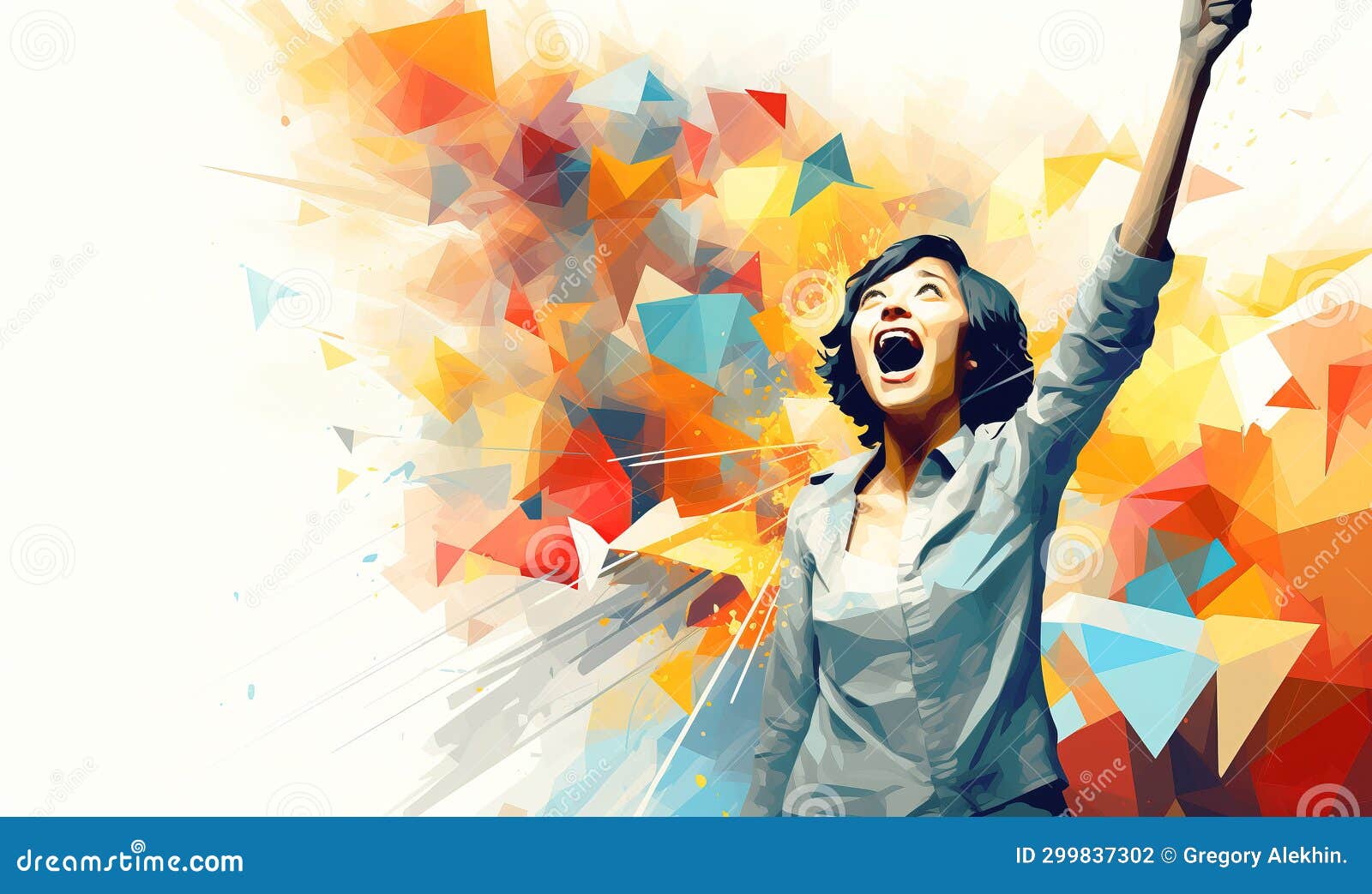 Confident Woman Raising Her Hands Up in the Air Stock Illustration ... Confident Woman Raising Her Hands Up in the Air Stock Illustration ...
