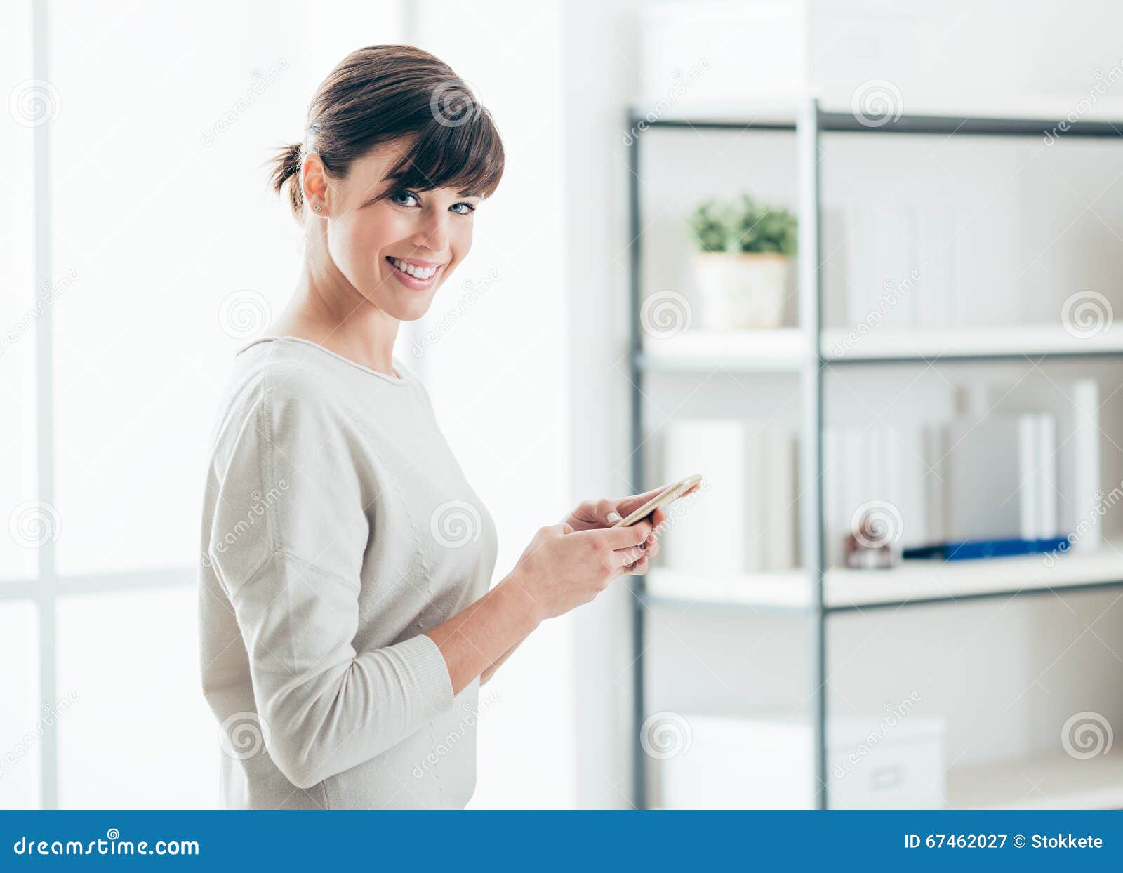 Confident Woman Using a Smart Phone Stock Image - Image of happy ...