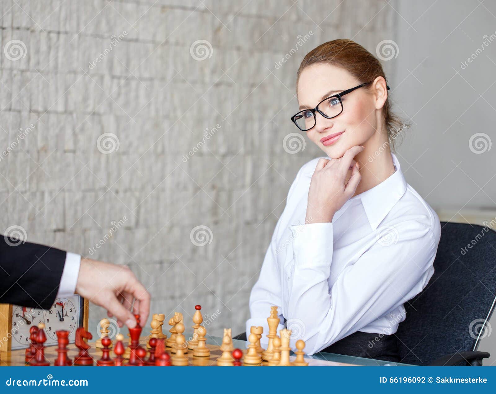 Confident Woman Winning Chess Game Stock Photo - Image of play ...