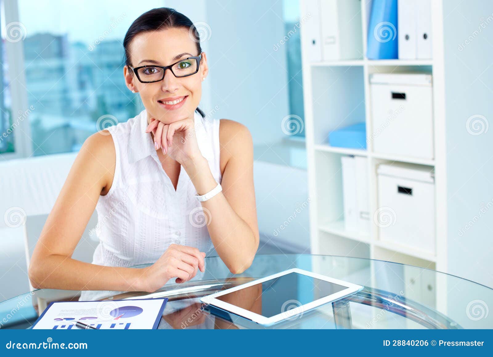 Confident worker stock photo. Image of brunette, indoor - 28840206