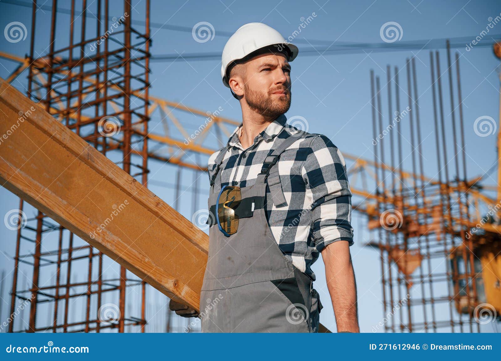 Confident Worker. Man is on the Construction Site at Daytime Stock ...