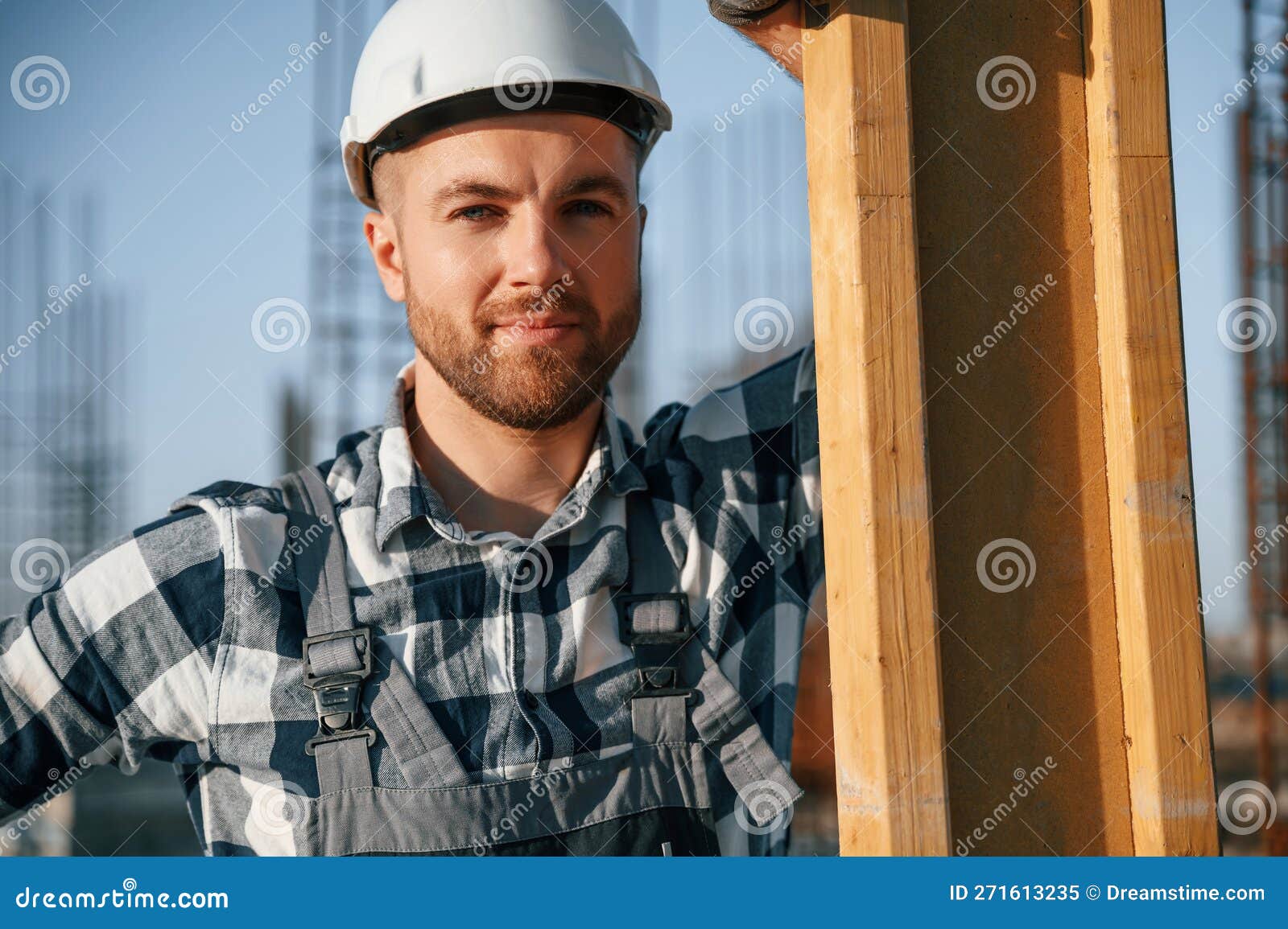 Confident Worker. Man is on the Construction Site at Daytime Stock ...