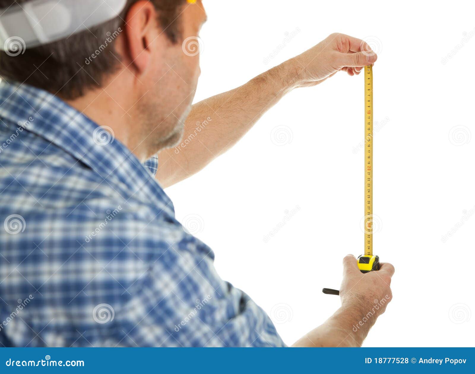 Confident Worker Measuring Dimensions Stock Photo - Image of builder ...