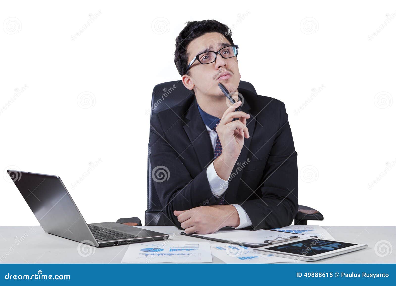 Confident Worker Thinking a Solution Stock Image - Image of businessman ...