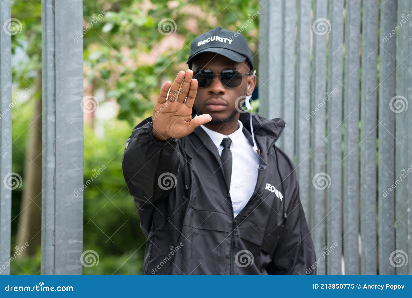 Security Guard Making Stop Gesture Stock Image - Image of black, event ...