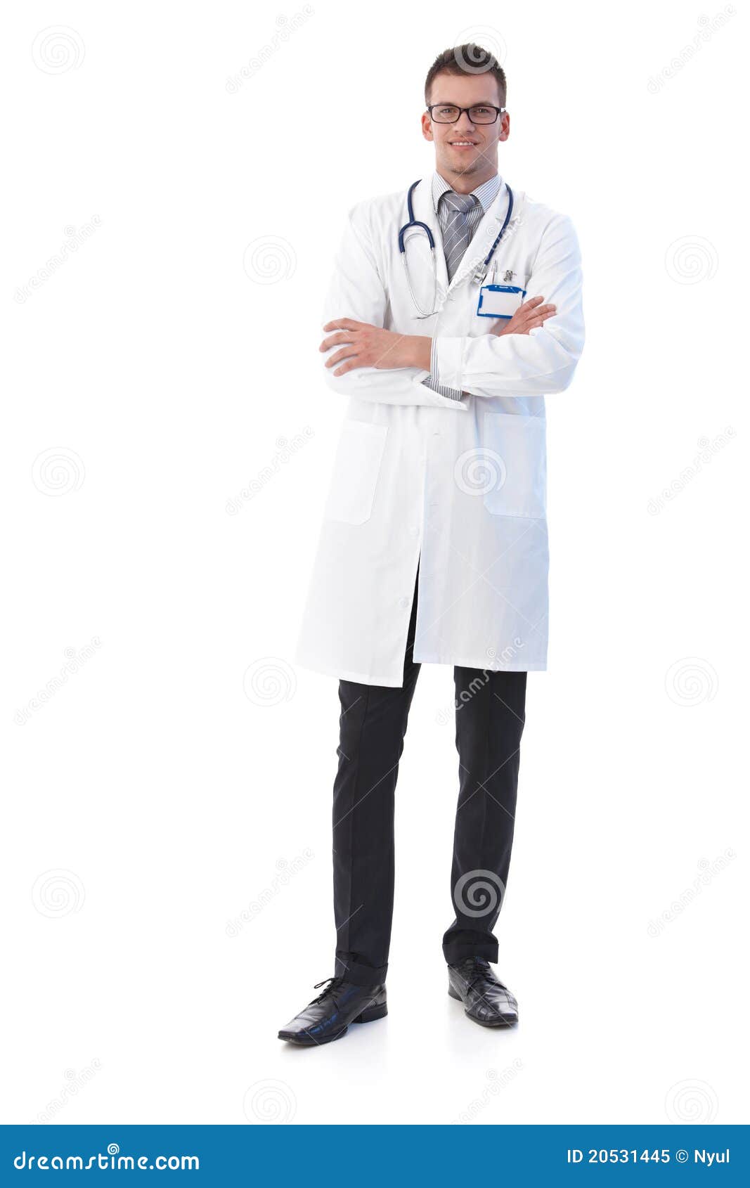 Confident Young Doctor Smiling Arms Crossed Stock Image - Image of good ...