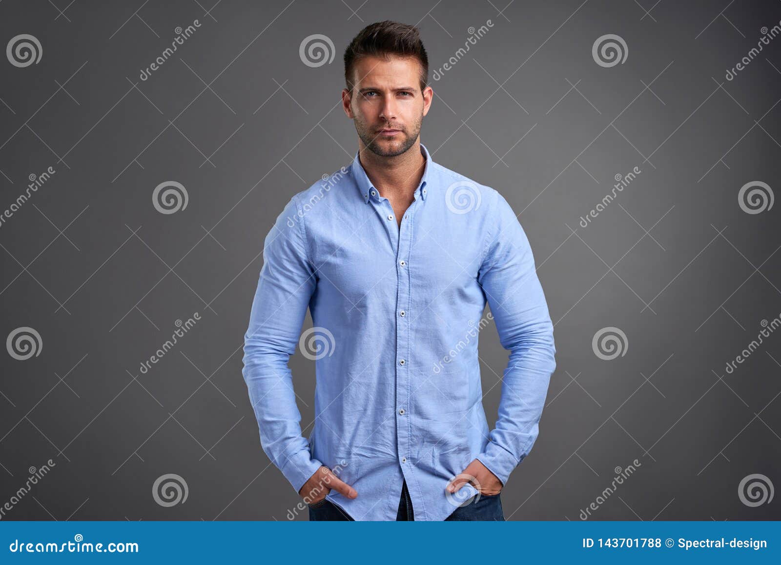 Confident young man stock photo. Image of smile, shirt - 143701788