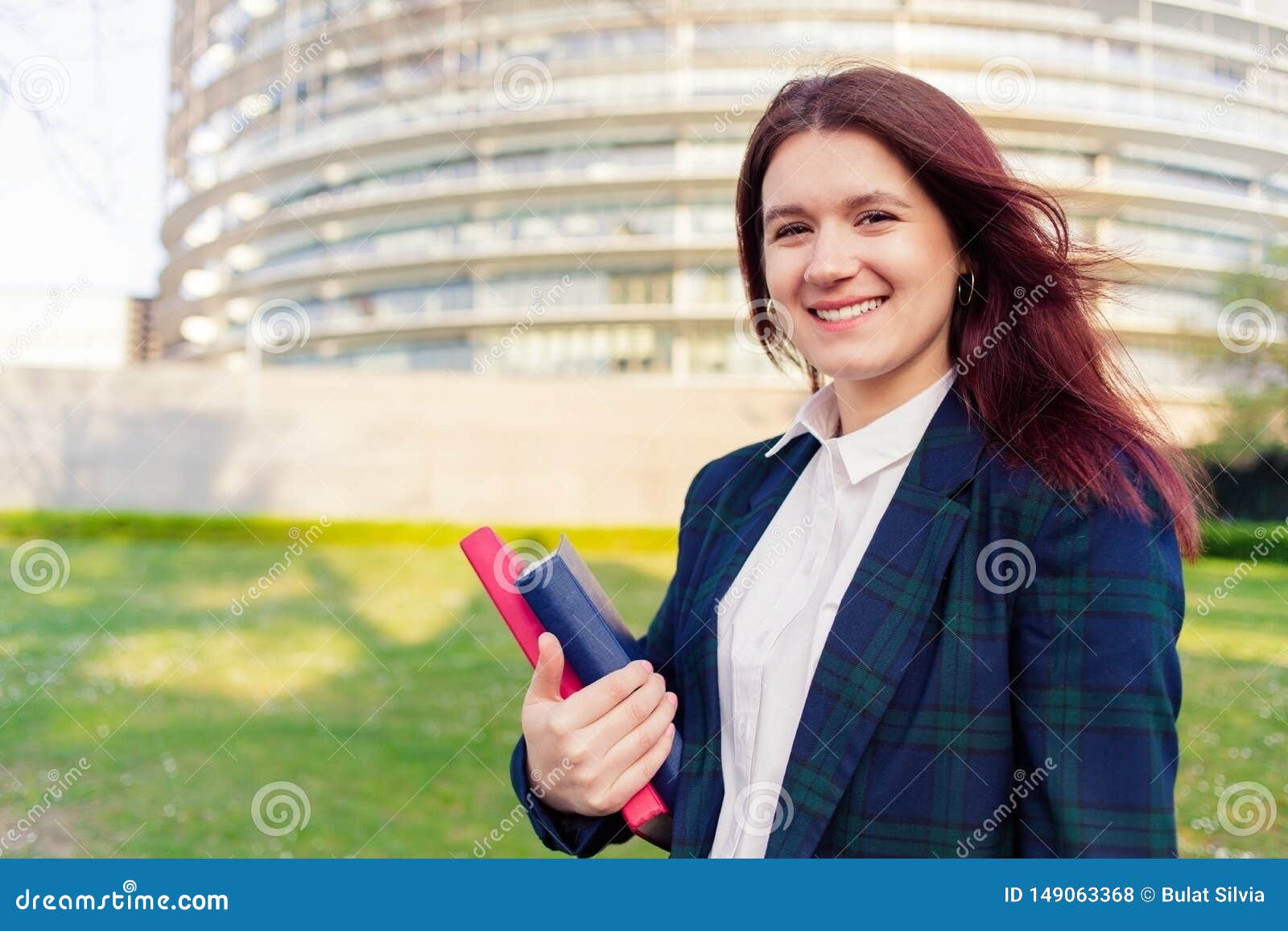 Confident Young Smiling Student Outdoors Stock Photo - Image of looking ...