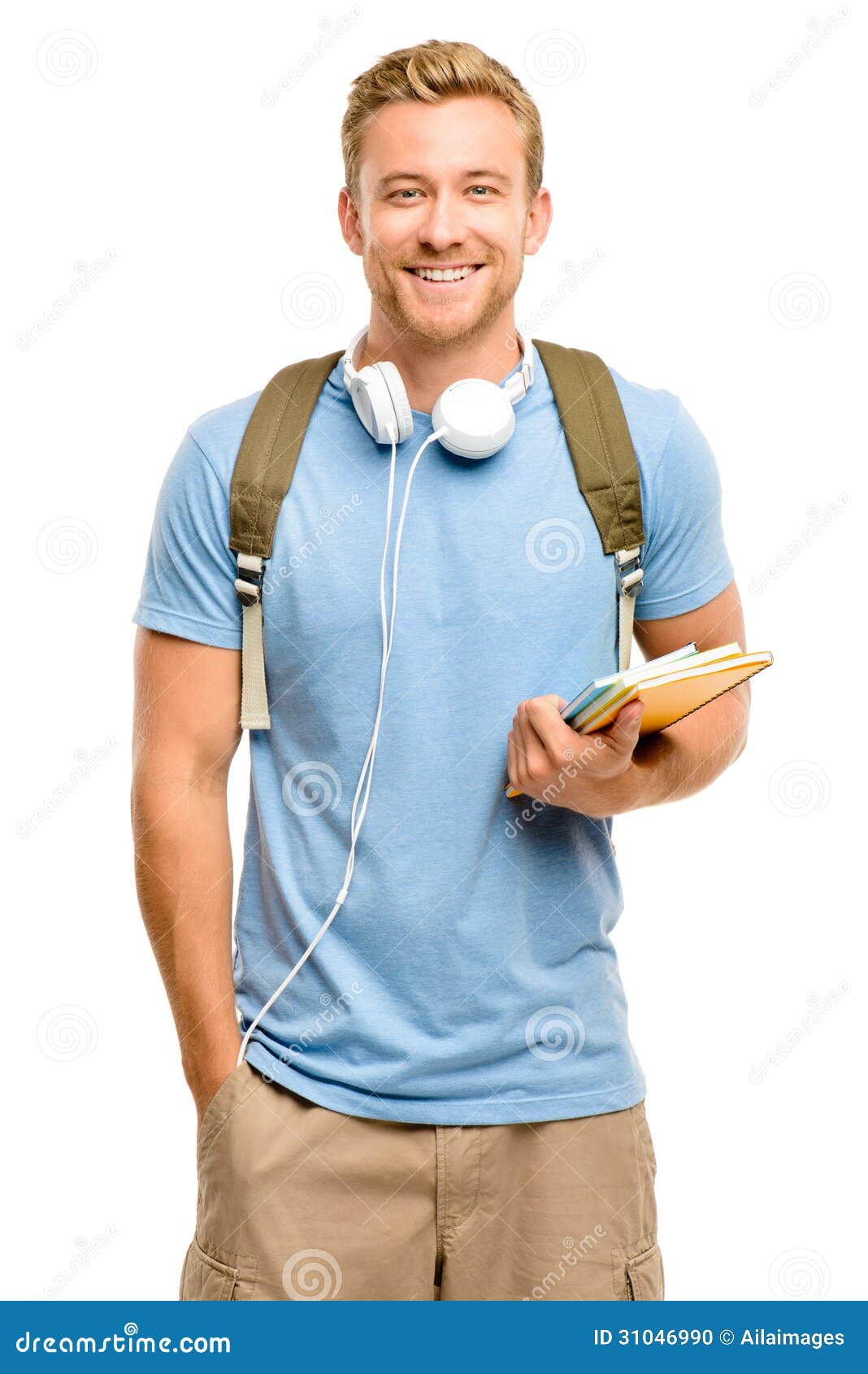 Confident Young Student Back To School on White Background Stock Photo ...
