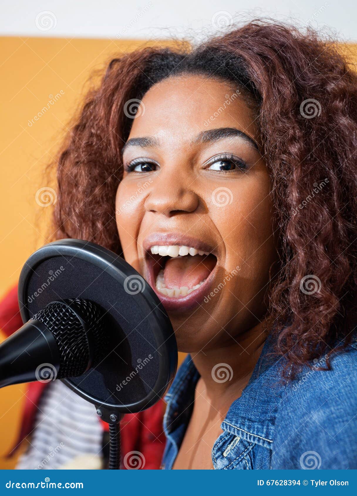 Confident Young Woman Singing in Recording Studio Stock Photo - Image ...