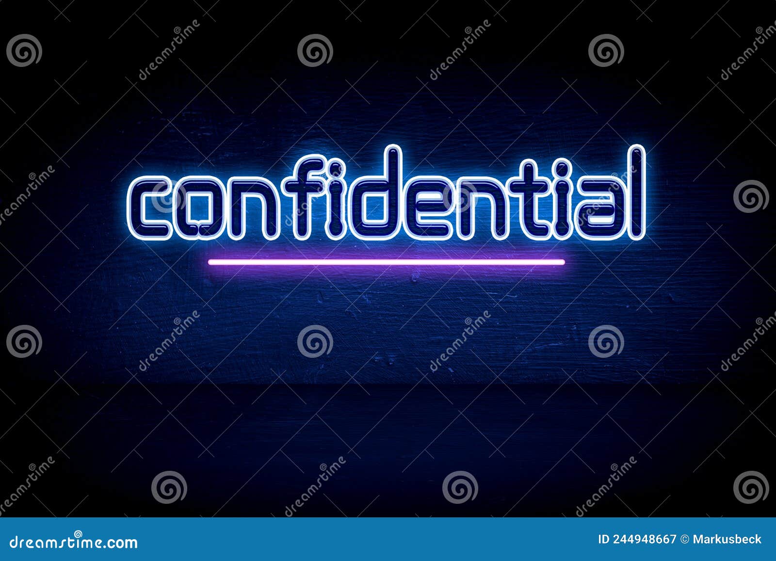 Confidential - Blue Neon Announcement Signboard Stock Illustration ...