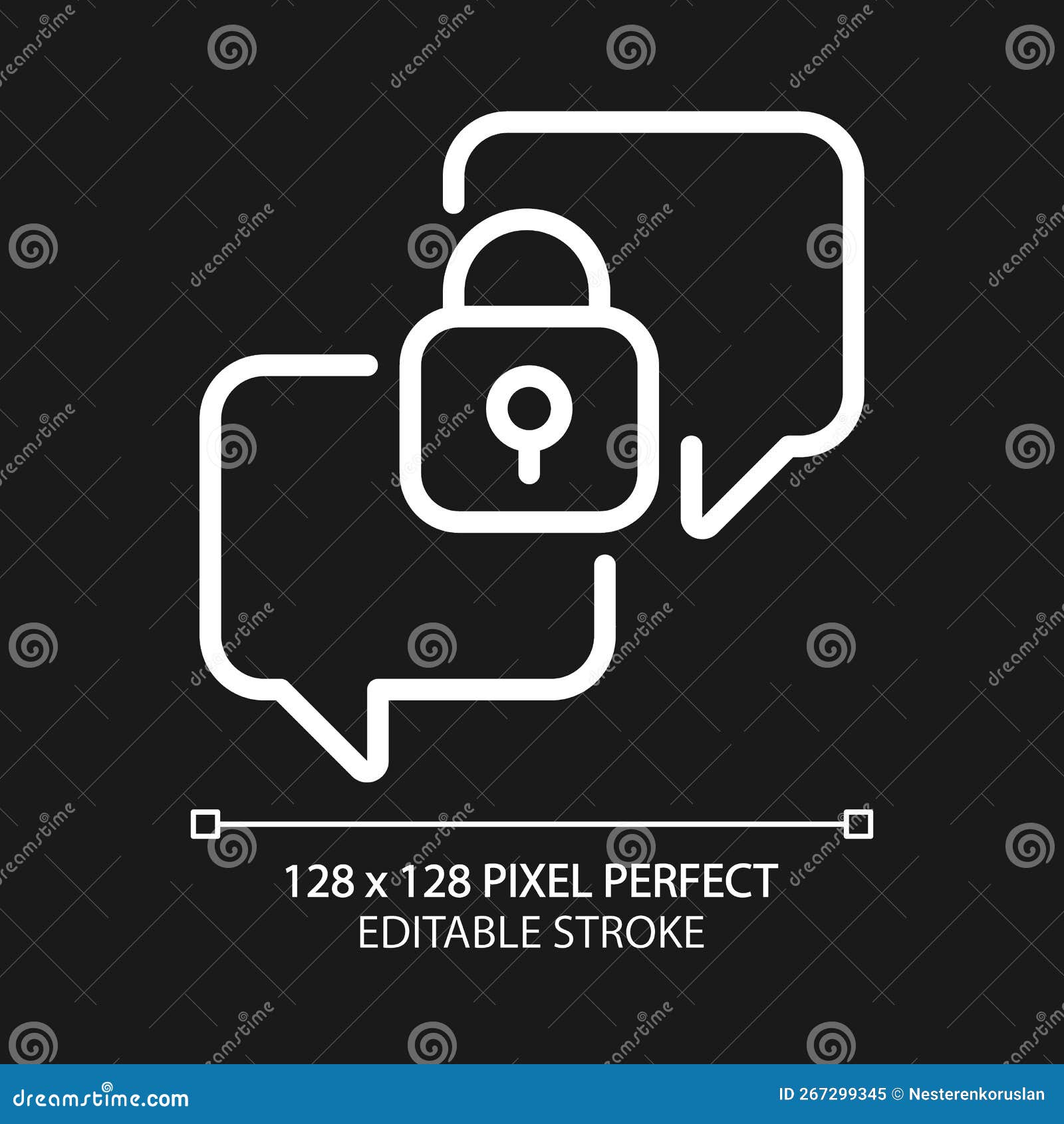 Confidential Conversation Pixel Perfect White Linear Icon for Dark ...