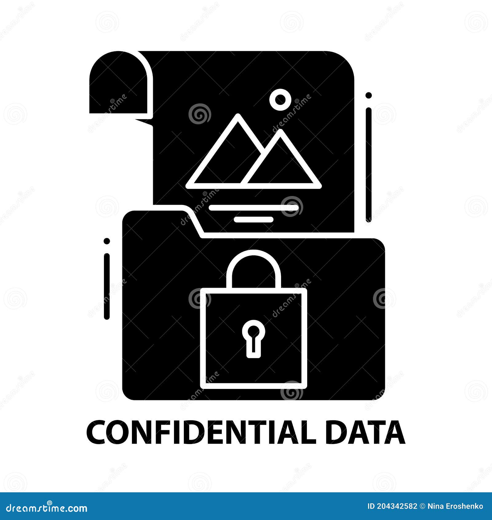 Confidential Data Icon, Black Vector Sign with Editable Strokes ...
