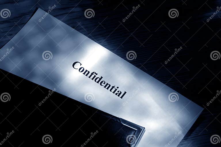 Confidential Document in Binder in Shadowy Light Stock Image - Image of ...