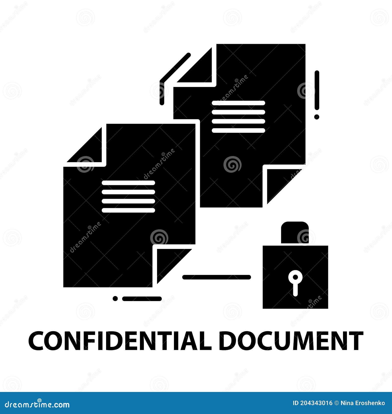 Confidential Document Icon, Black Vector Sign with Editable Strokes ...
