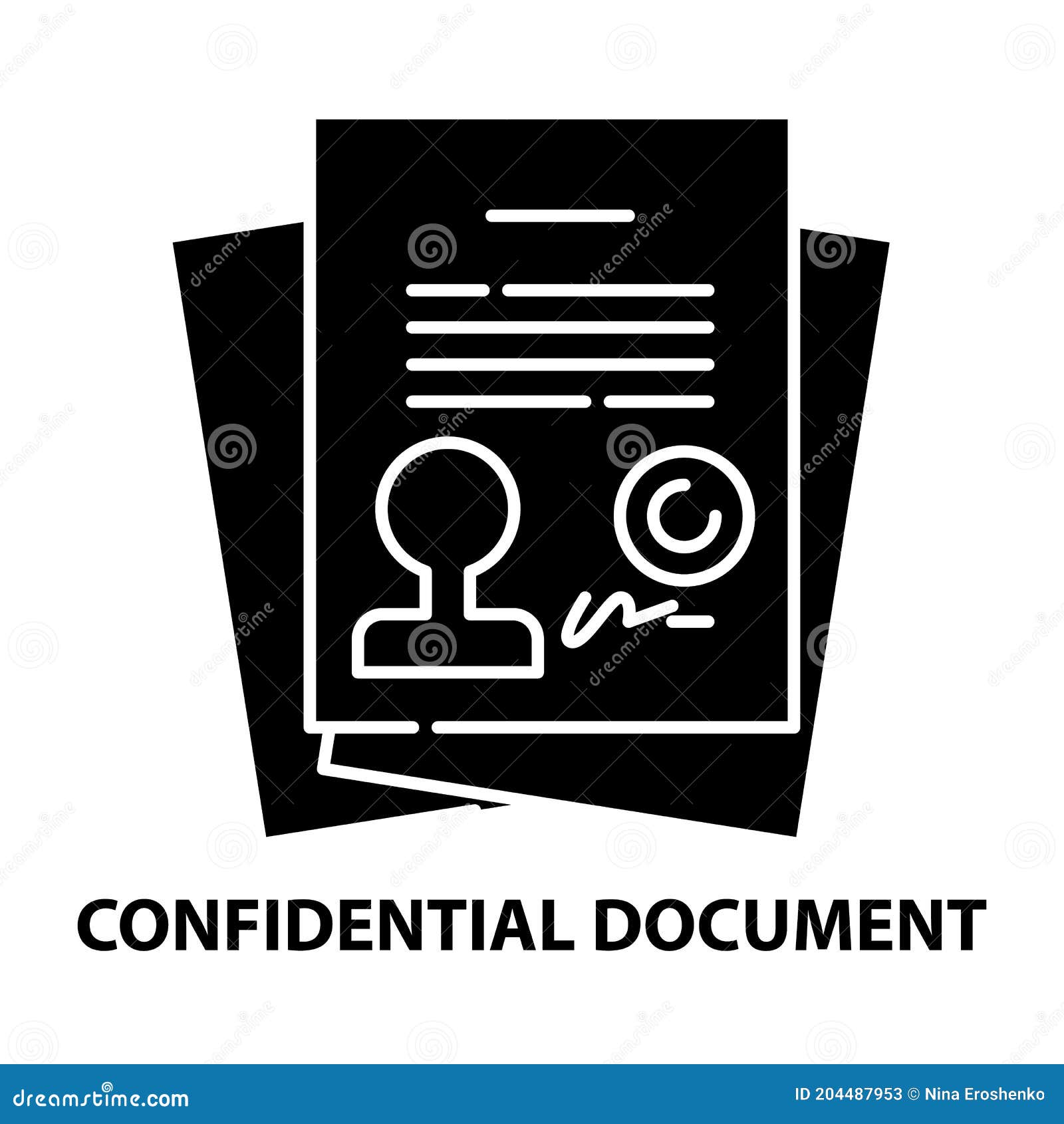 Confidential Document Symbol Icon, Black Vector Sign with Editable ...