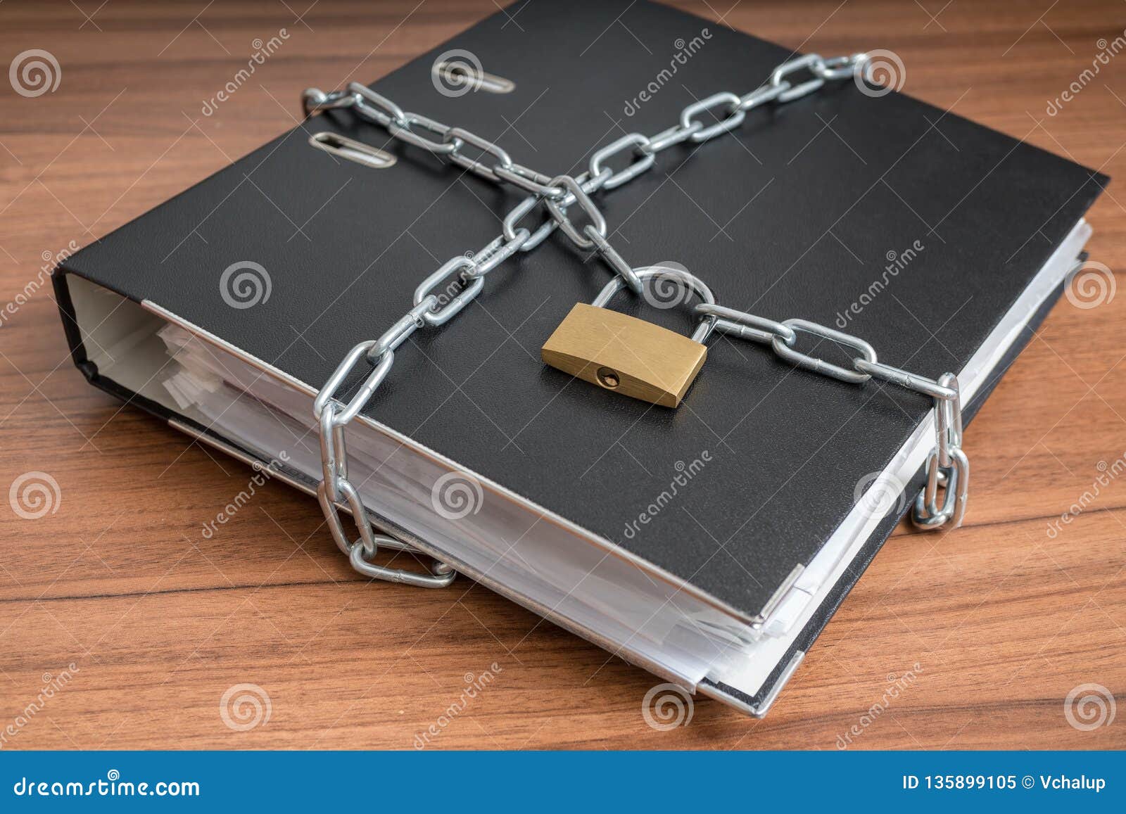 Confidential Files and Documents in Binder Locked with Padlock and ...